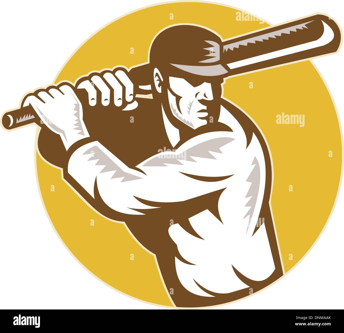 illustration of a cricket batsman batting side view set inside circle ...