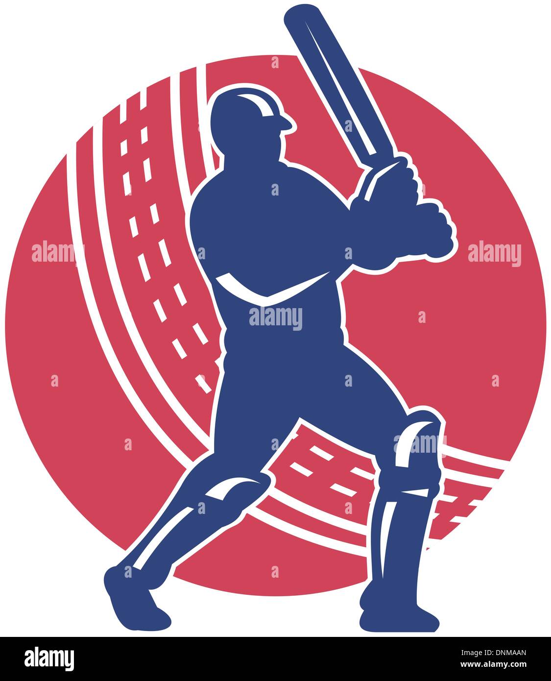 illustration of a cricket batsman batting front view with ball in ...