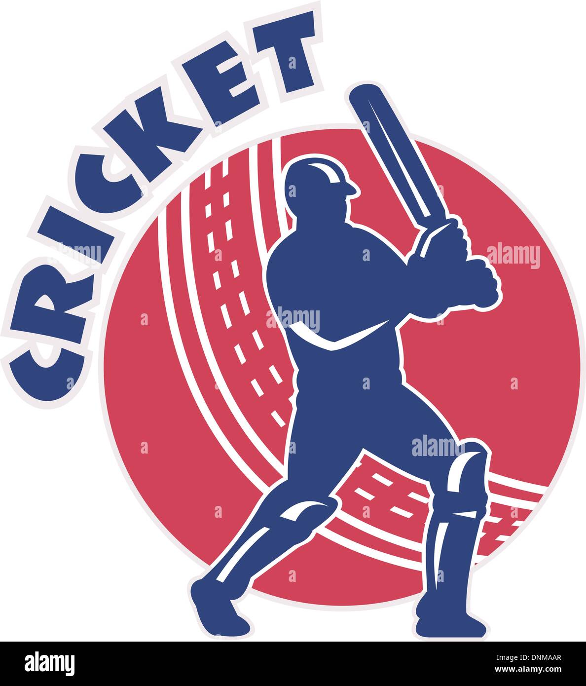 illustration of a cricket batsman batting front view with ball in ...