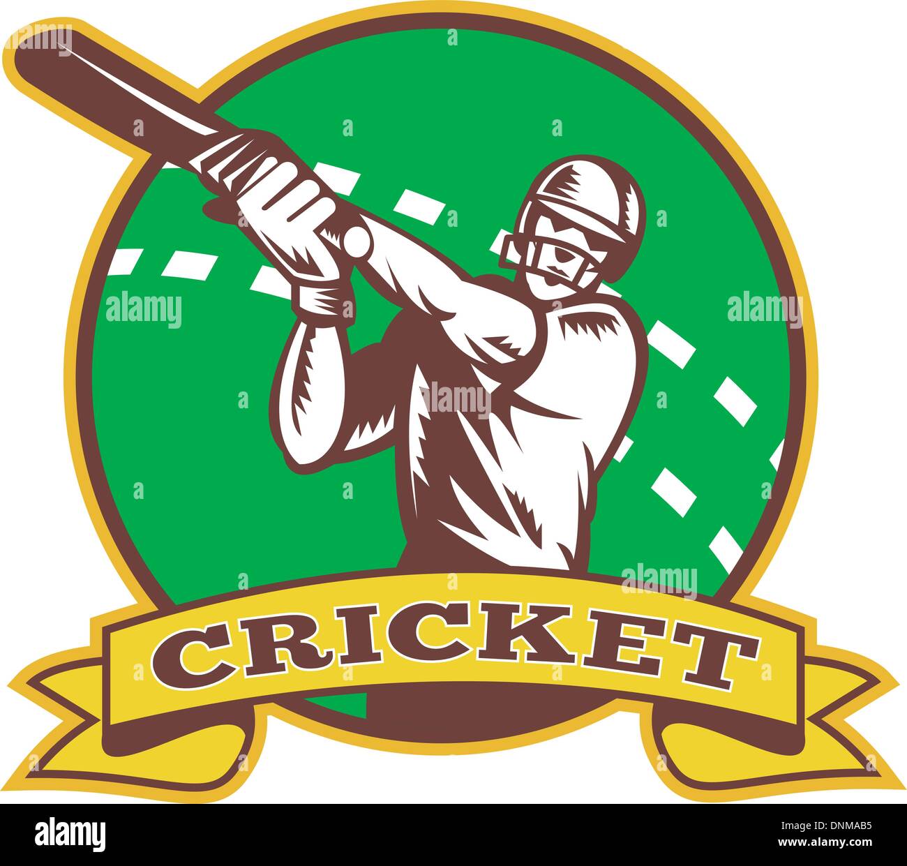 illustration of a cricket batsman batting front view with ball in ...