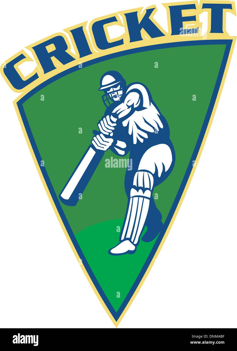 illustration of a cricket sports player batsman batting front view set ...