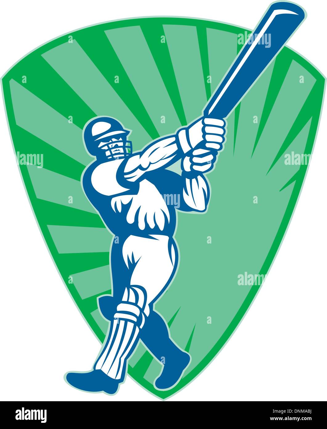 illustration of a cricket batsman silhouette batting front view with ...