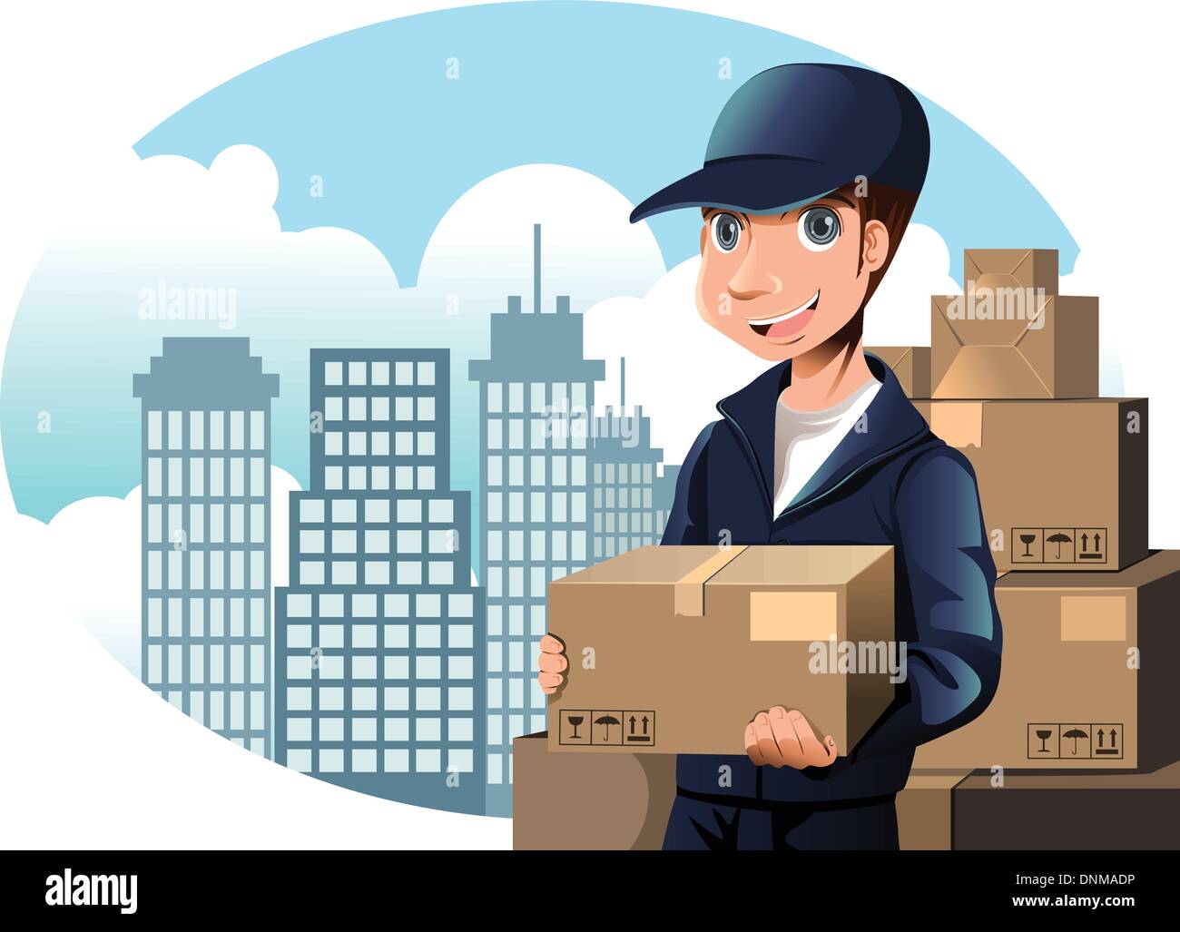 Man holding parcel shipping Stock Vector Images - Alamy