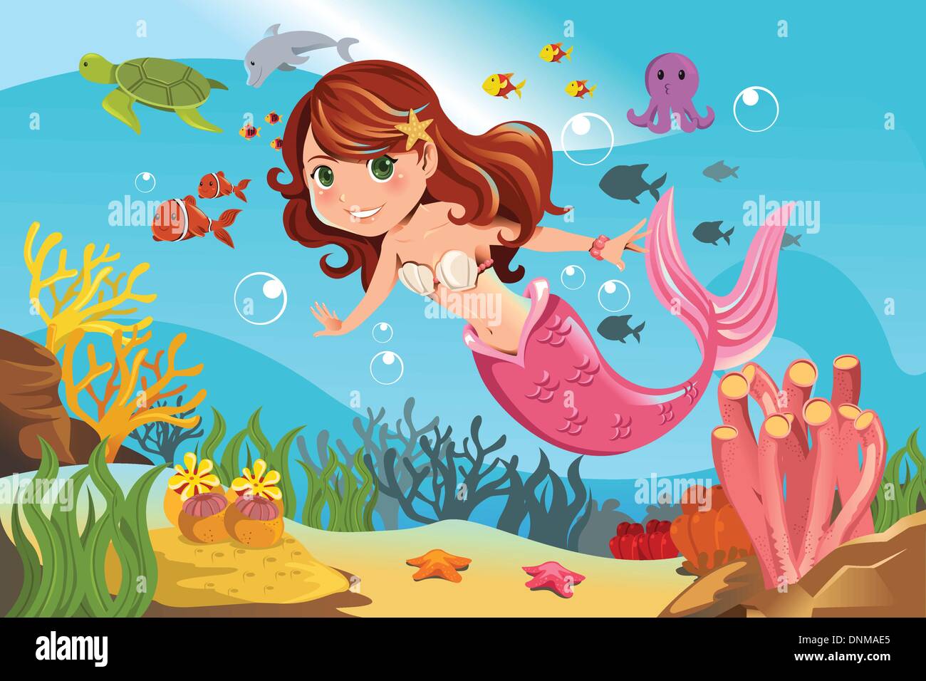 Mermaid underwater illustration hi-res stock photography and images - Alamy