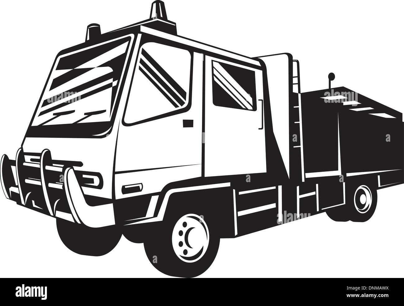 Illustration of a fire truck appliance viewed from side on isolated ...