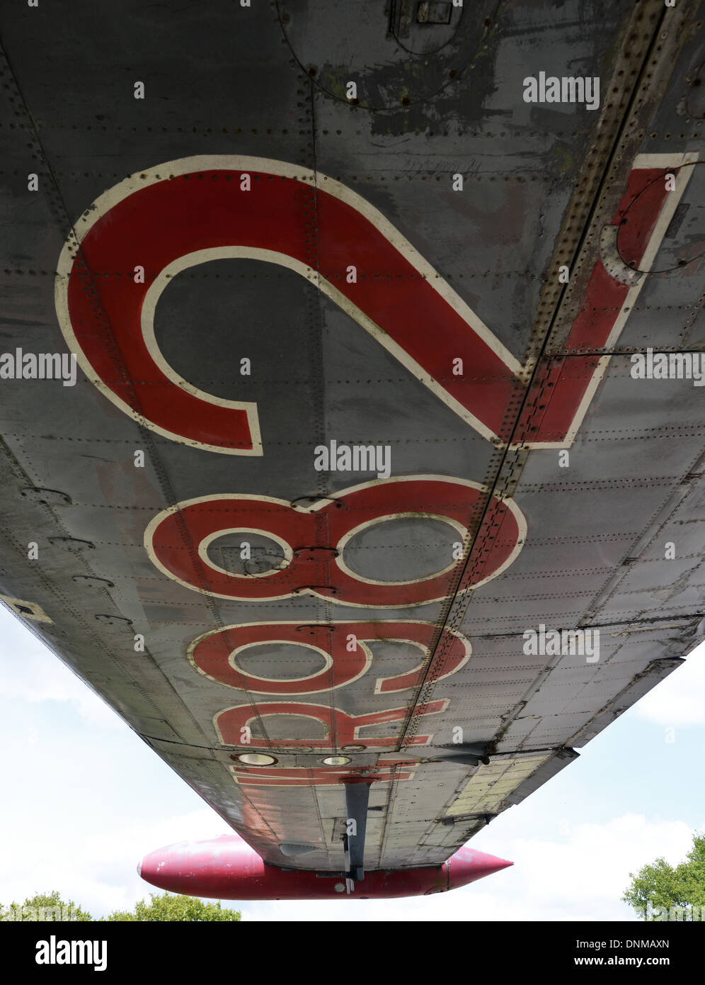 Large numbers painted on the wing of a plane, an Avro Shackleton Stock ...