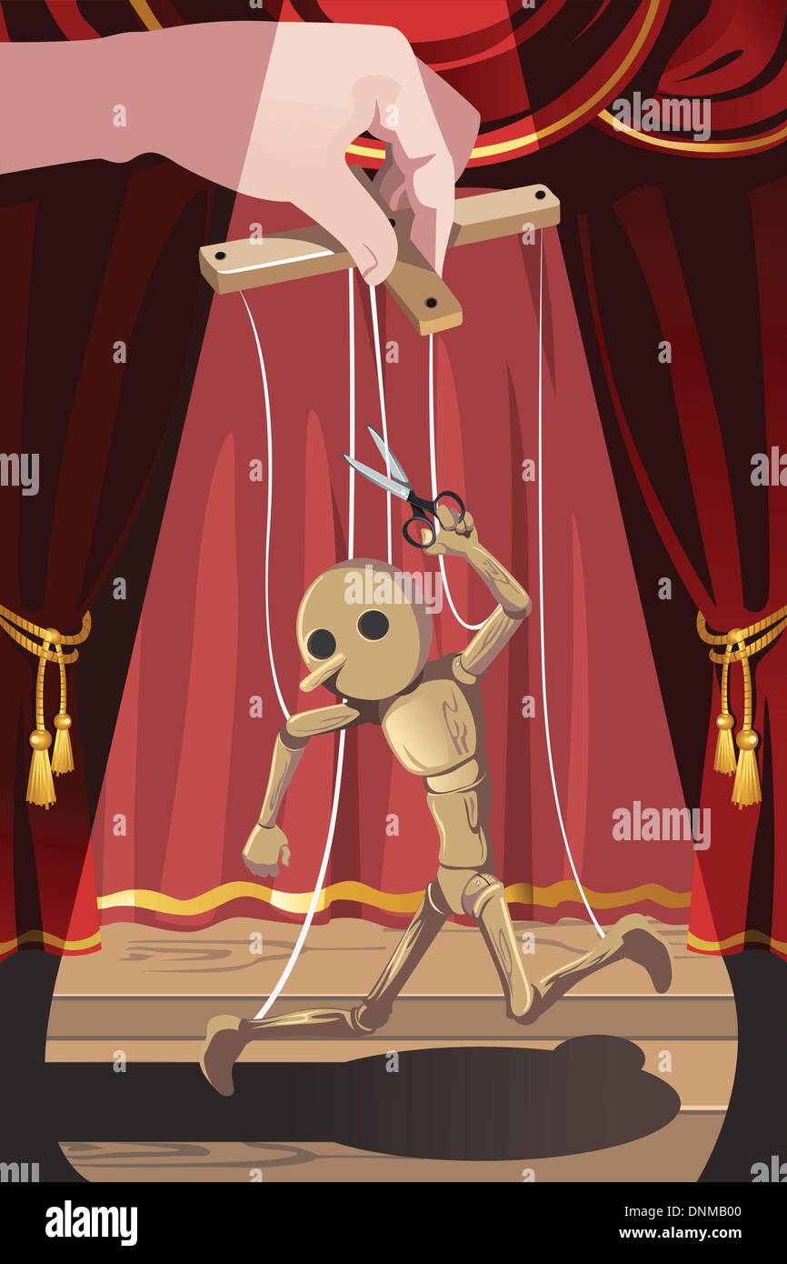A vector illustration of a hand puppet cutting off the string, can be ...