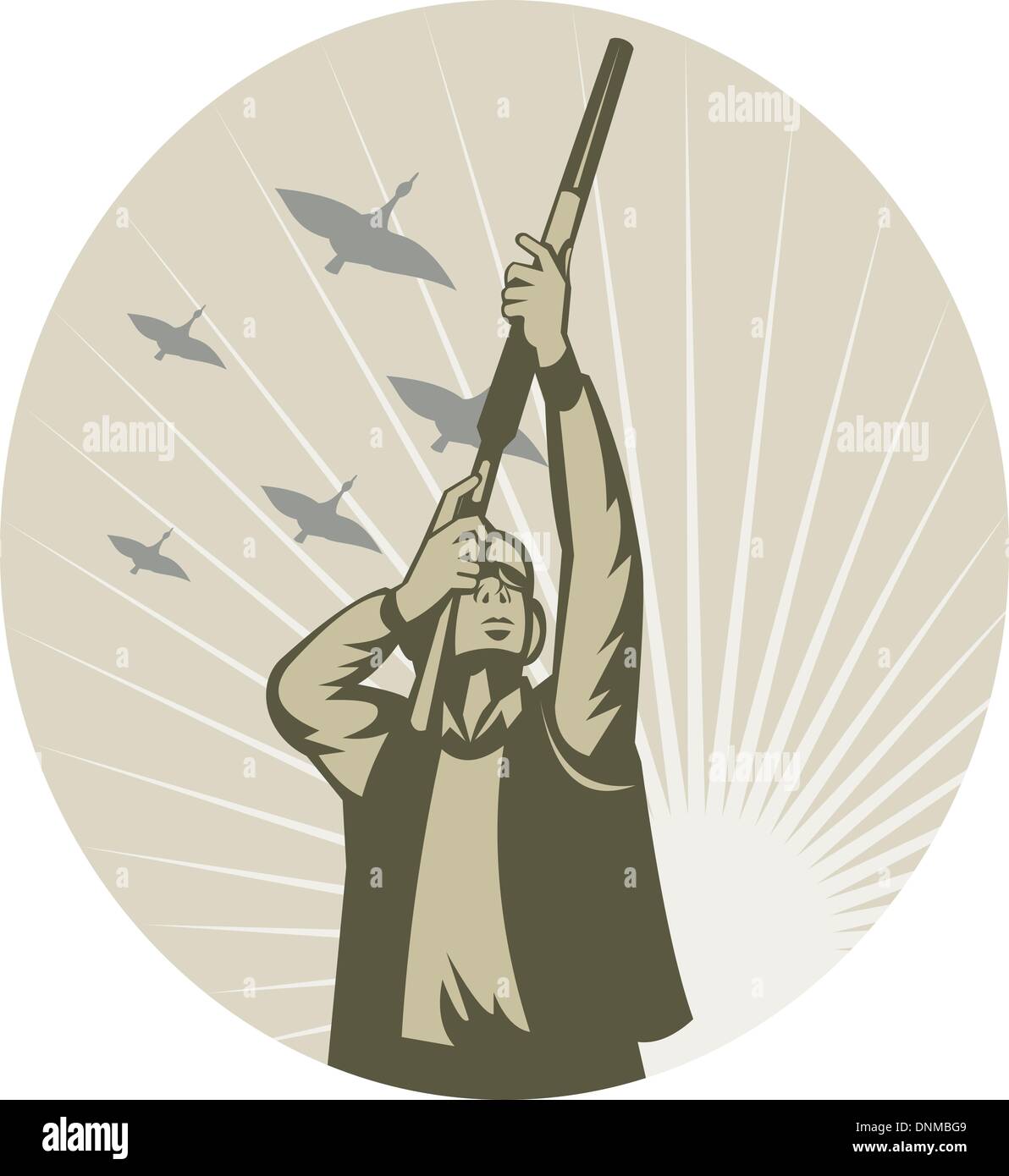 illustration of a Duck Game Hunter aiming rifle shotgun Stock Vector ...