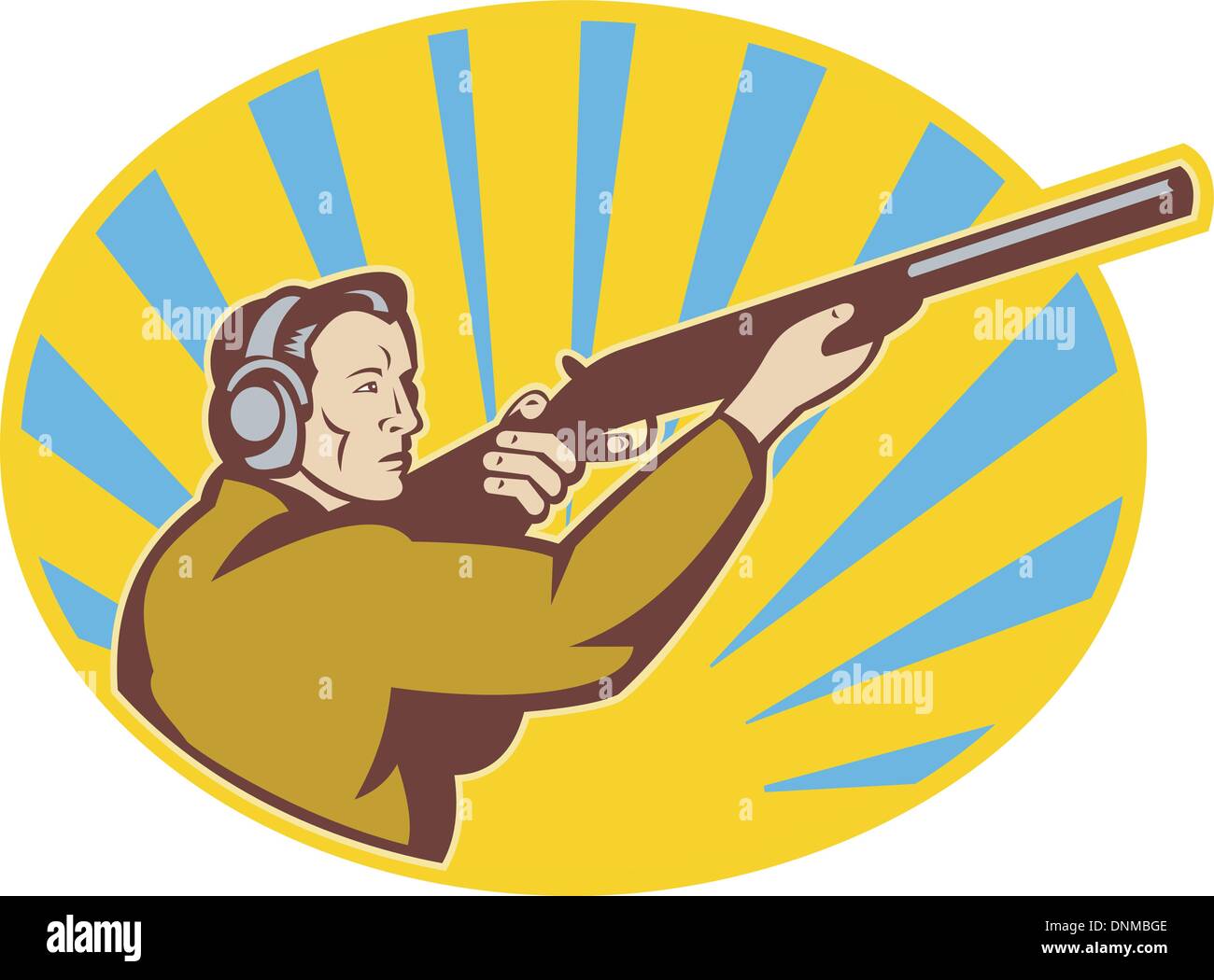 illustration of a Hunter aiming rifle shotgun side view Stock Vector ...