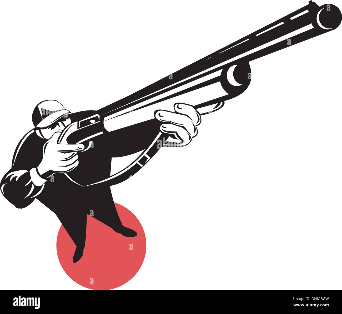 illustration of a hunter aiming shotgun rifle gun done in retro style ...