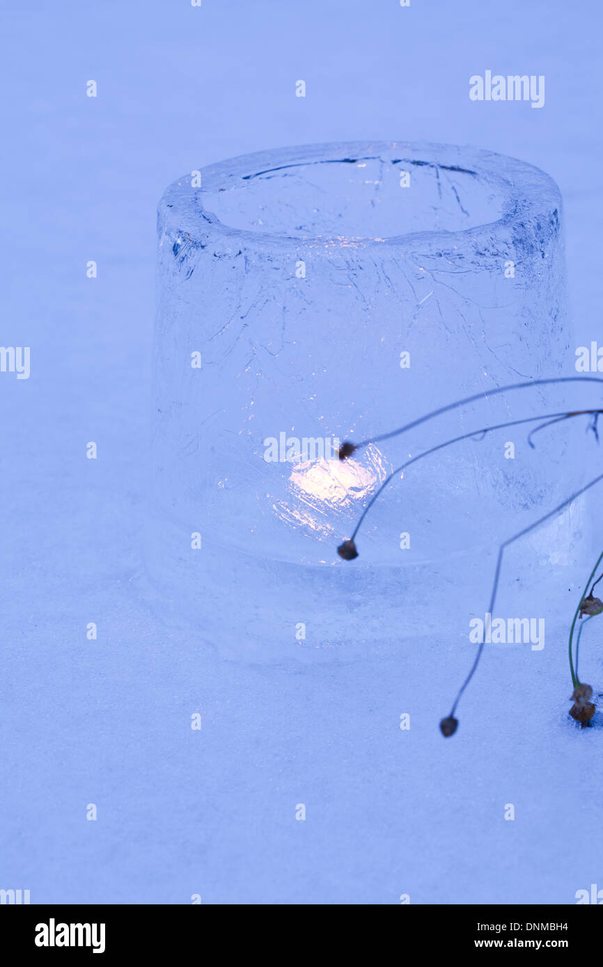 ice lanterns - lanterns made of ice from patially frozed water ...