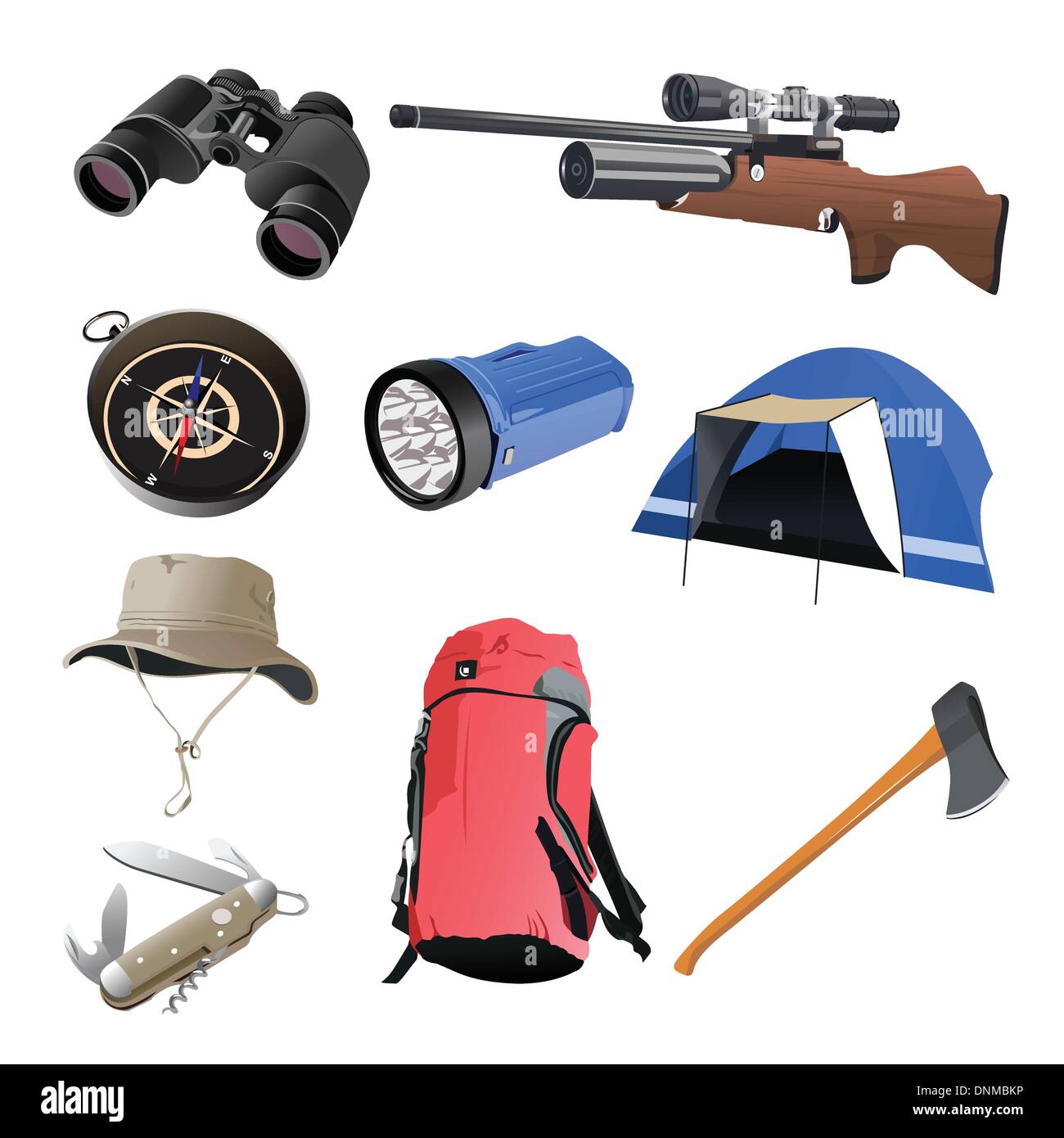 Vector emblem camping adventure Cut Out Stock Images & Pictures - Alamy