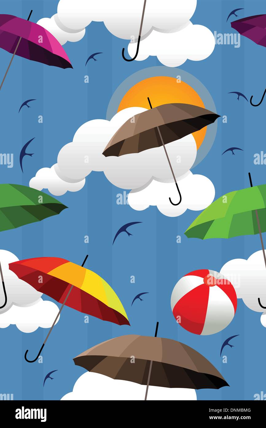 A vector illustration of wallpaper with colorful umbrella pattern Stock ...