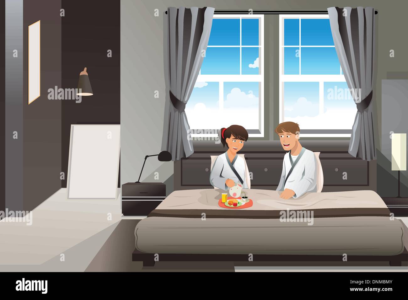 Couple having breakfast together Stock Vector Images - Alamy