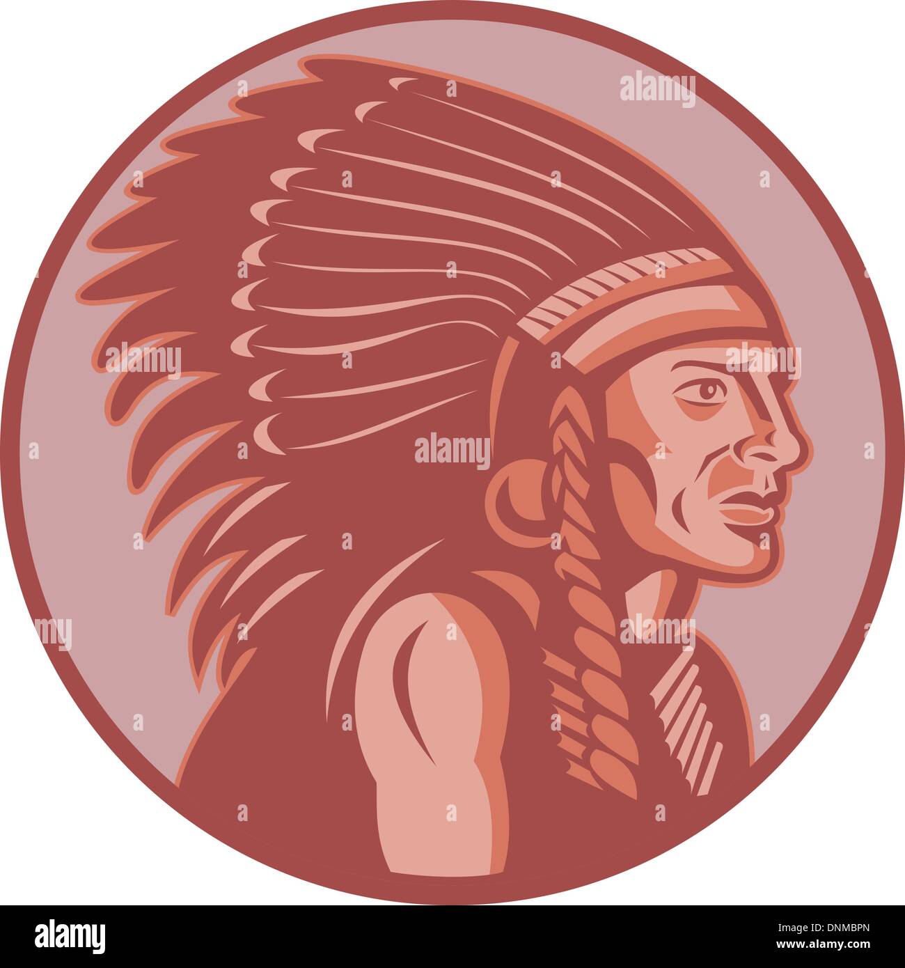 vector illustration of a native american indian chief side view done in ...