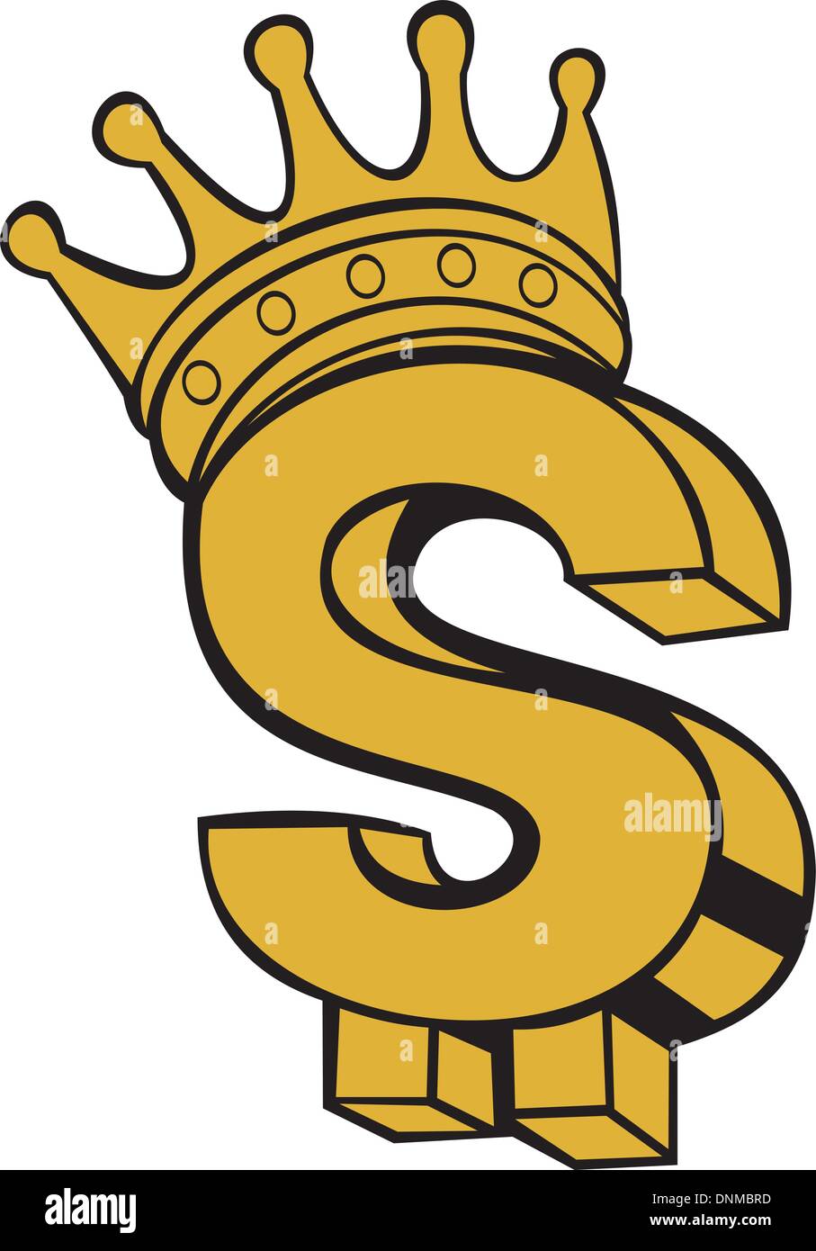 illustration of a gold dollar sign with crown isolated on white Stock ...