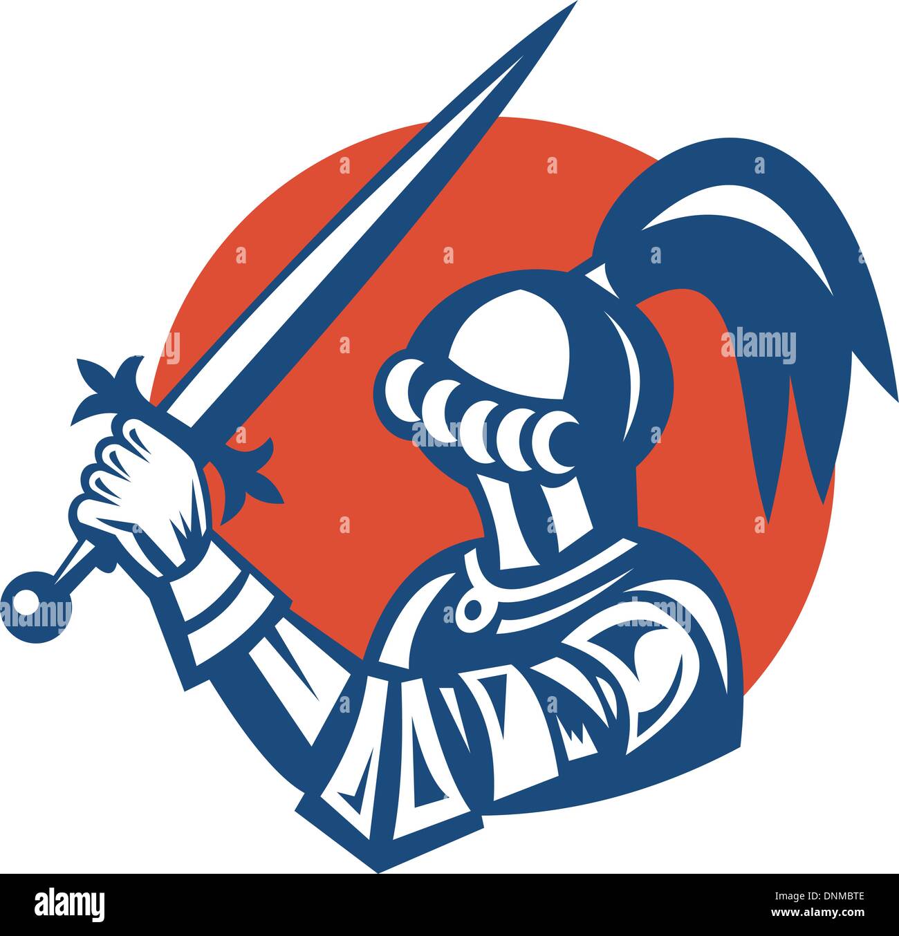 illustration of a Knight brandishing a sword viewed from side Stock ...