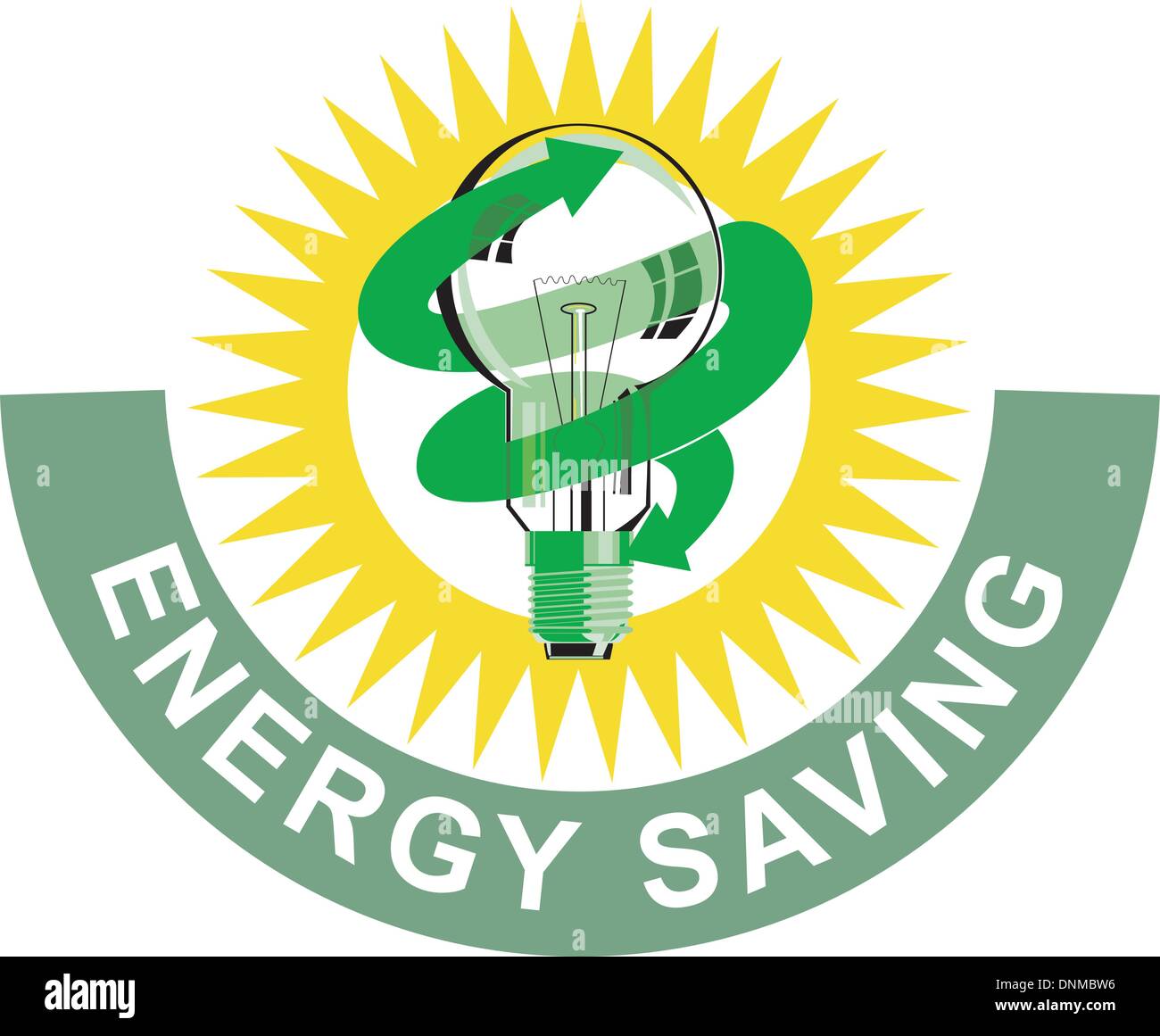 Illustration of lightbulb Energy Saving label done in retro style Stock ...