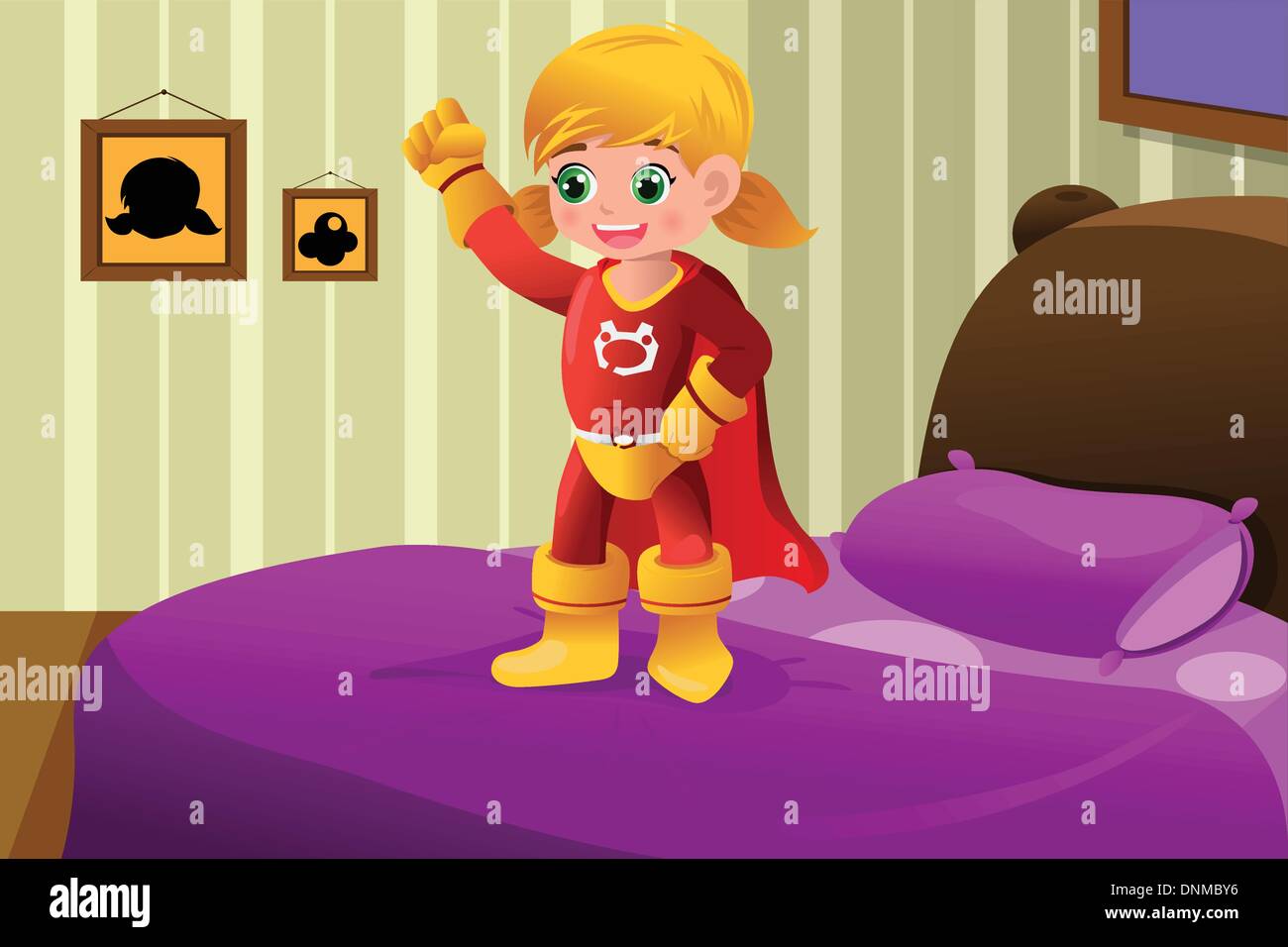 A vector illustration of girl in superhero costume Stock Vector Image ...