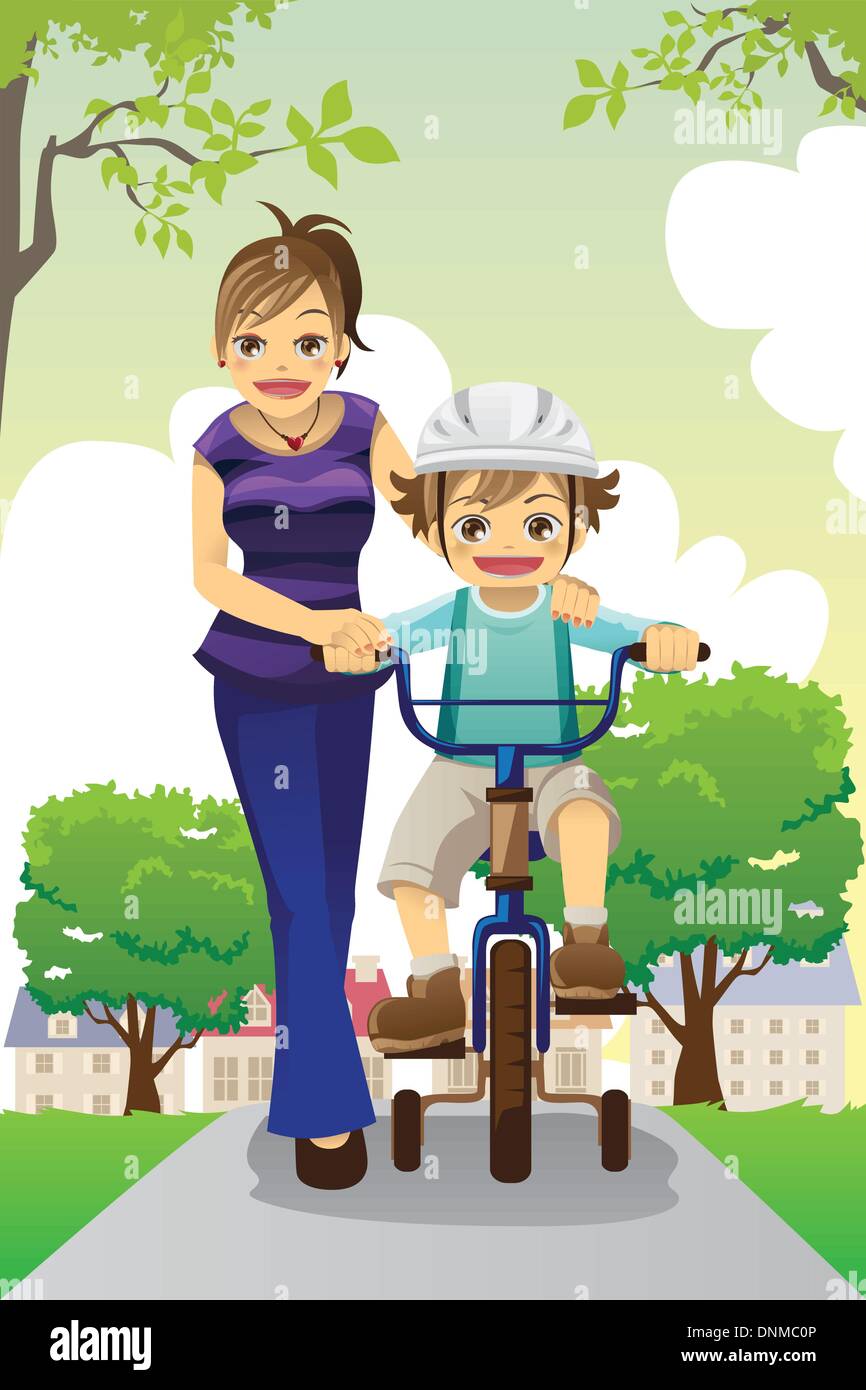 Mother son holding kid Stock Vector Images - Alamy