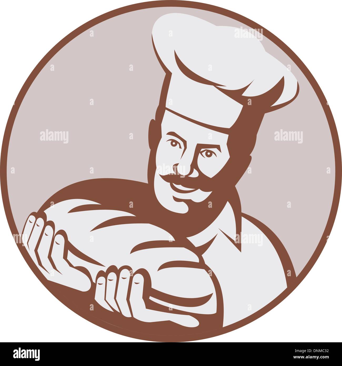 illustration of a cook,chef or baker holding a loaf of bread Stock ...