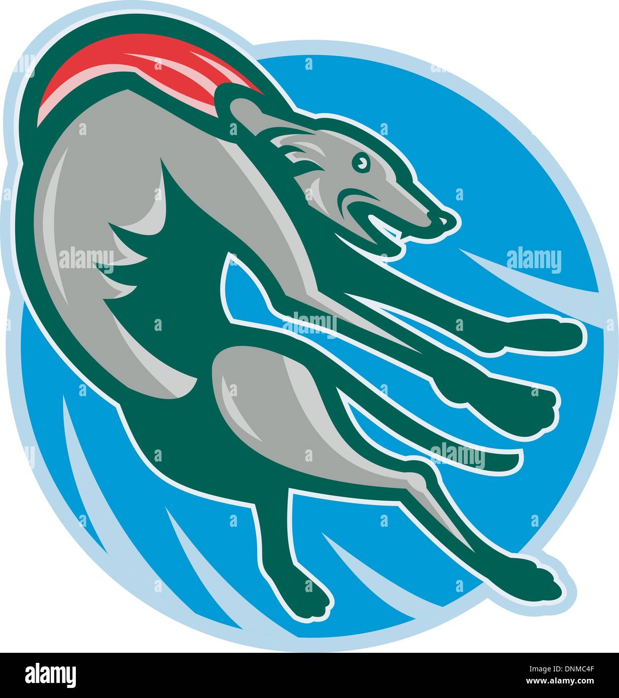 illustration of a Greyhound racing and jumping set inside circle Stock ...