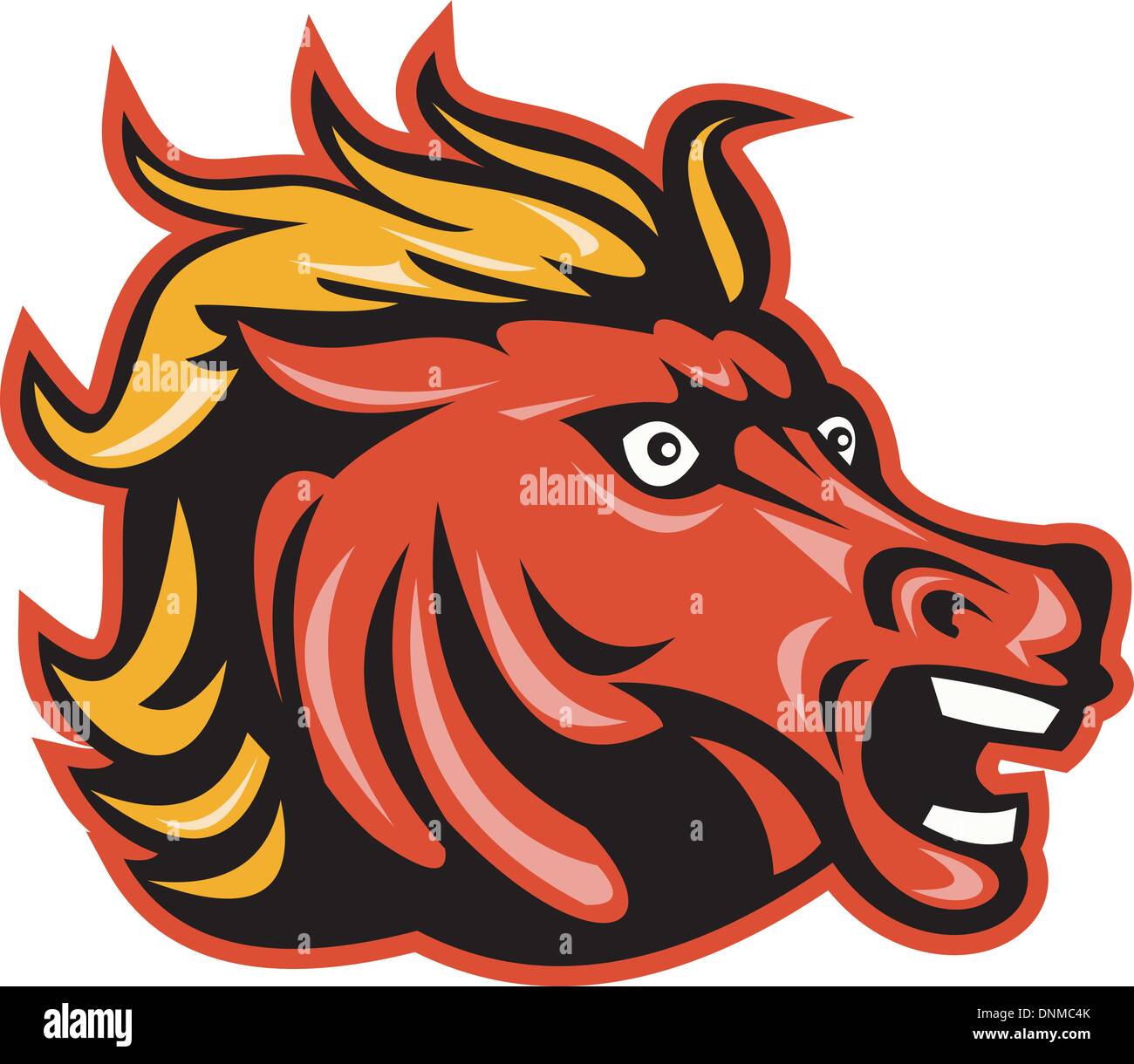 illustration of an Angry wild horse head isolated on white Stock Vector ...