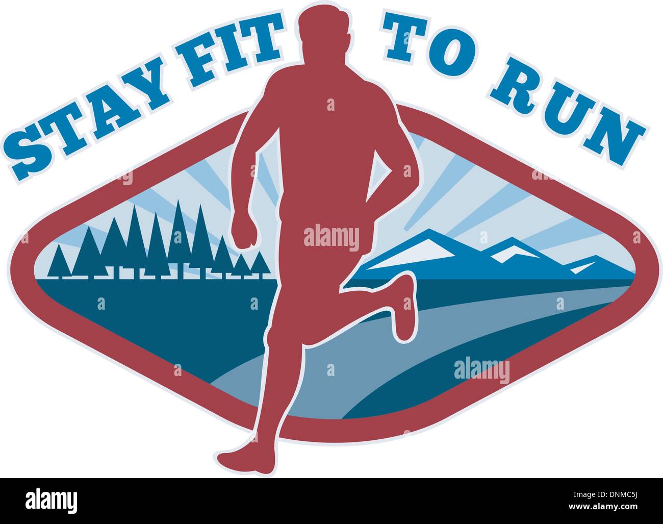 graphic design illustration of a Marathon road runner jogger fitness ...
