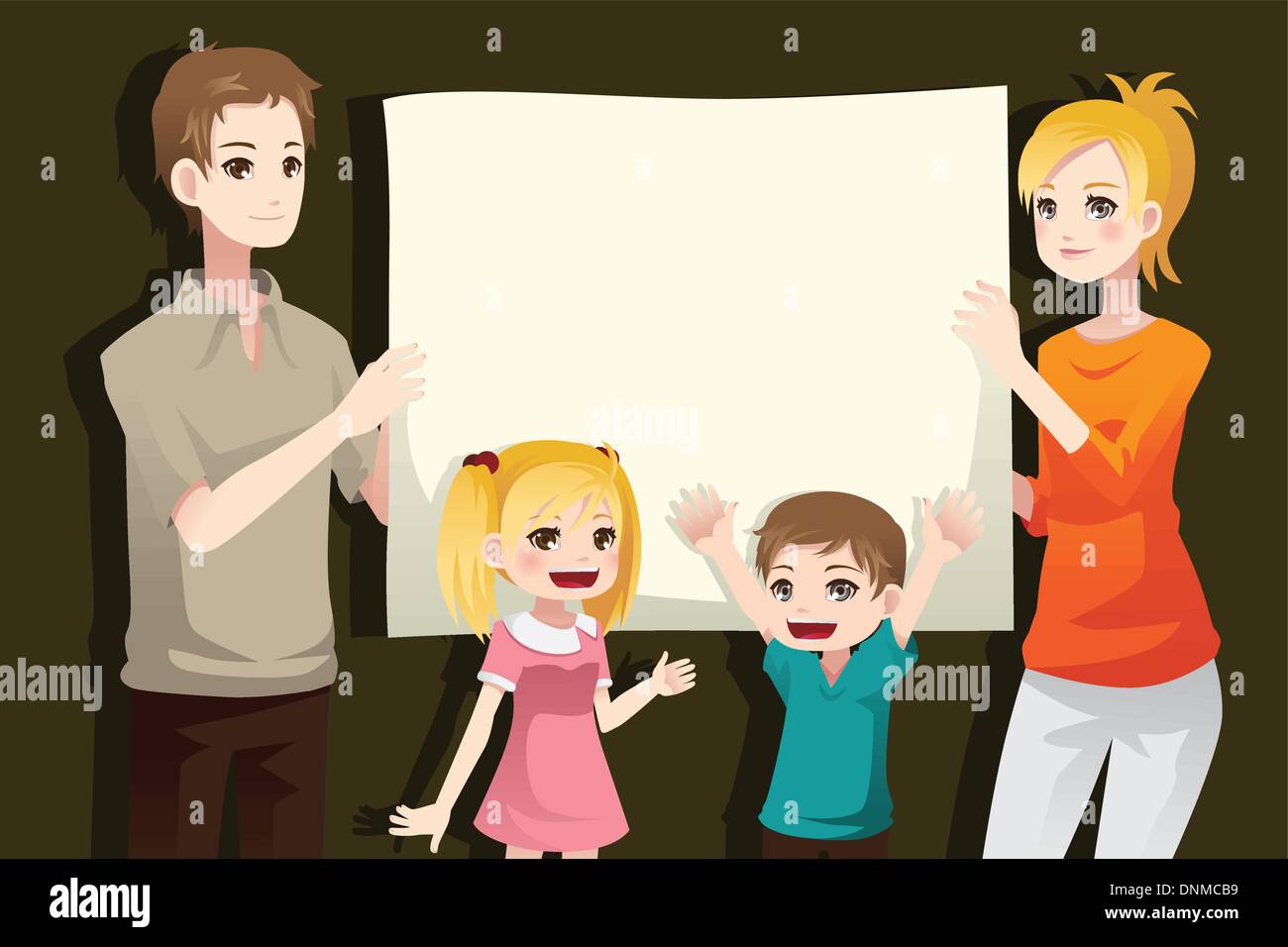 Happy family children holding Stock Vector Images - Alamy