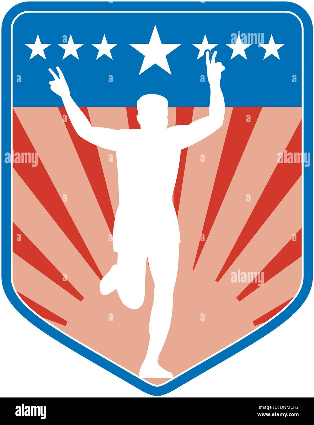 illustration of a silhouette of Marathon runner flashing victory sign ...