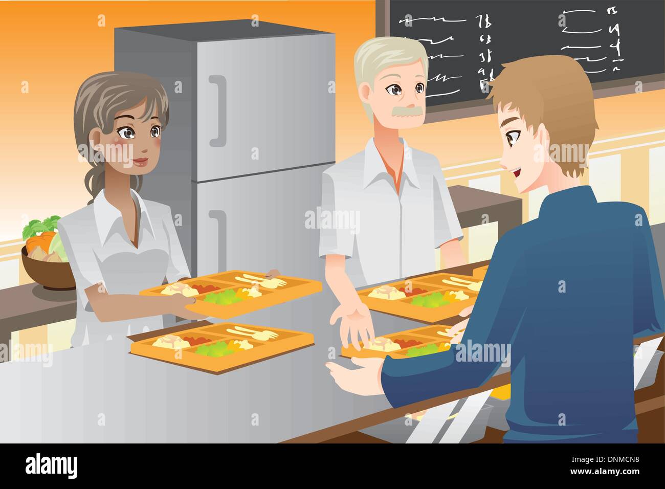 A vector illustration of food servers serving food to customers Stock Vector Image & Art - Alamy