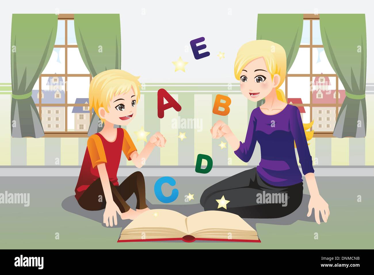 Reading mother child Stock Vector Images - Alamy