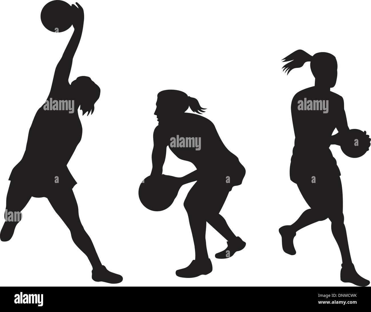 illustration of a netball player catching with ball in background Stock ...