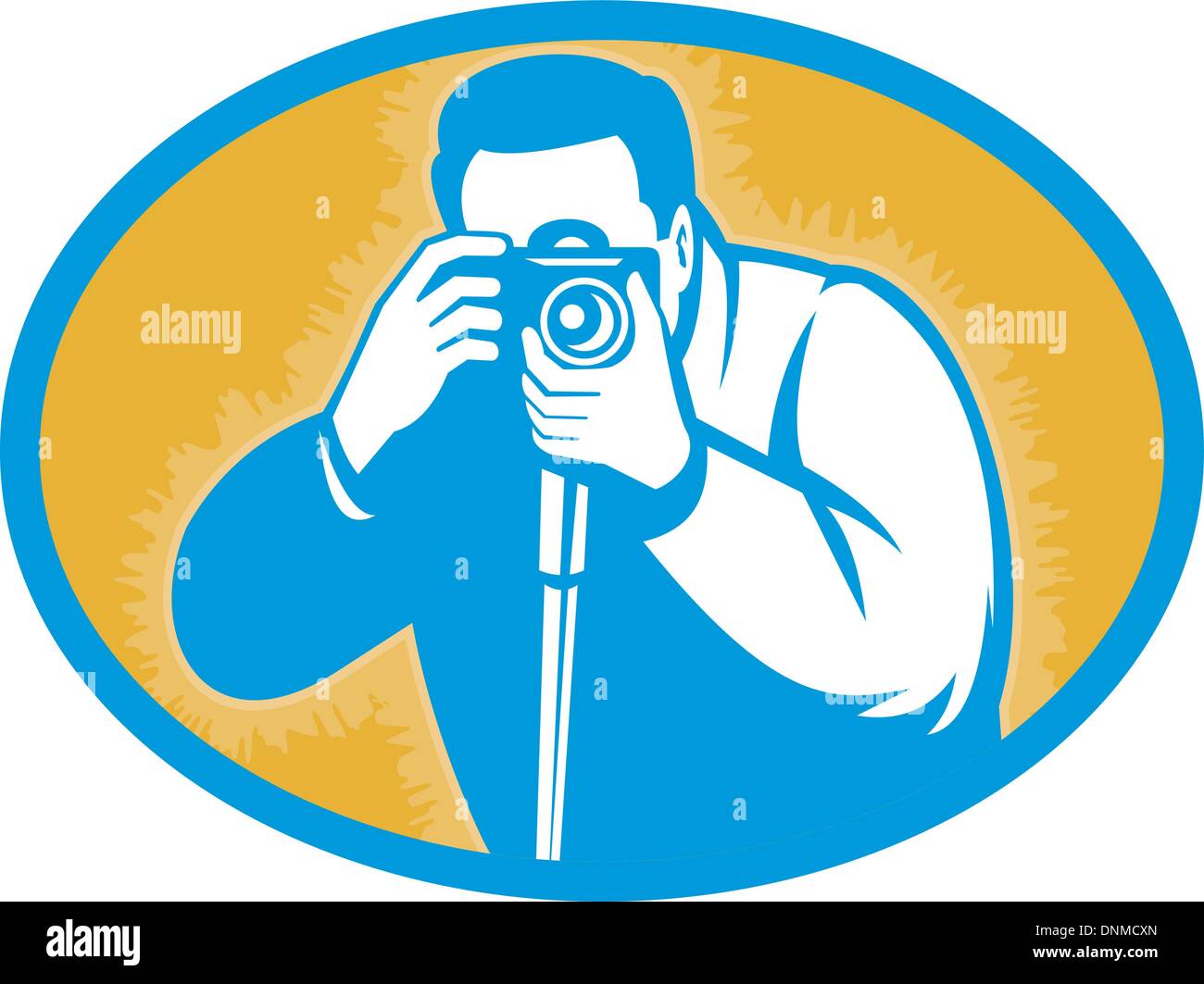illustration of a Photographer with dslr camera shooting front Stock ...