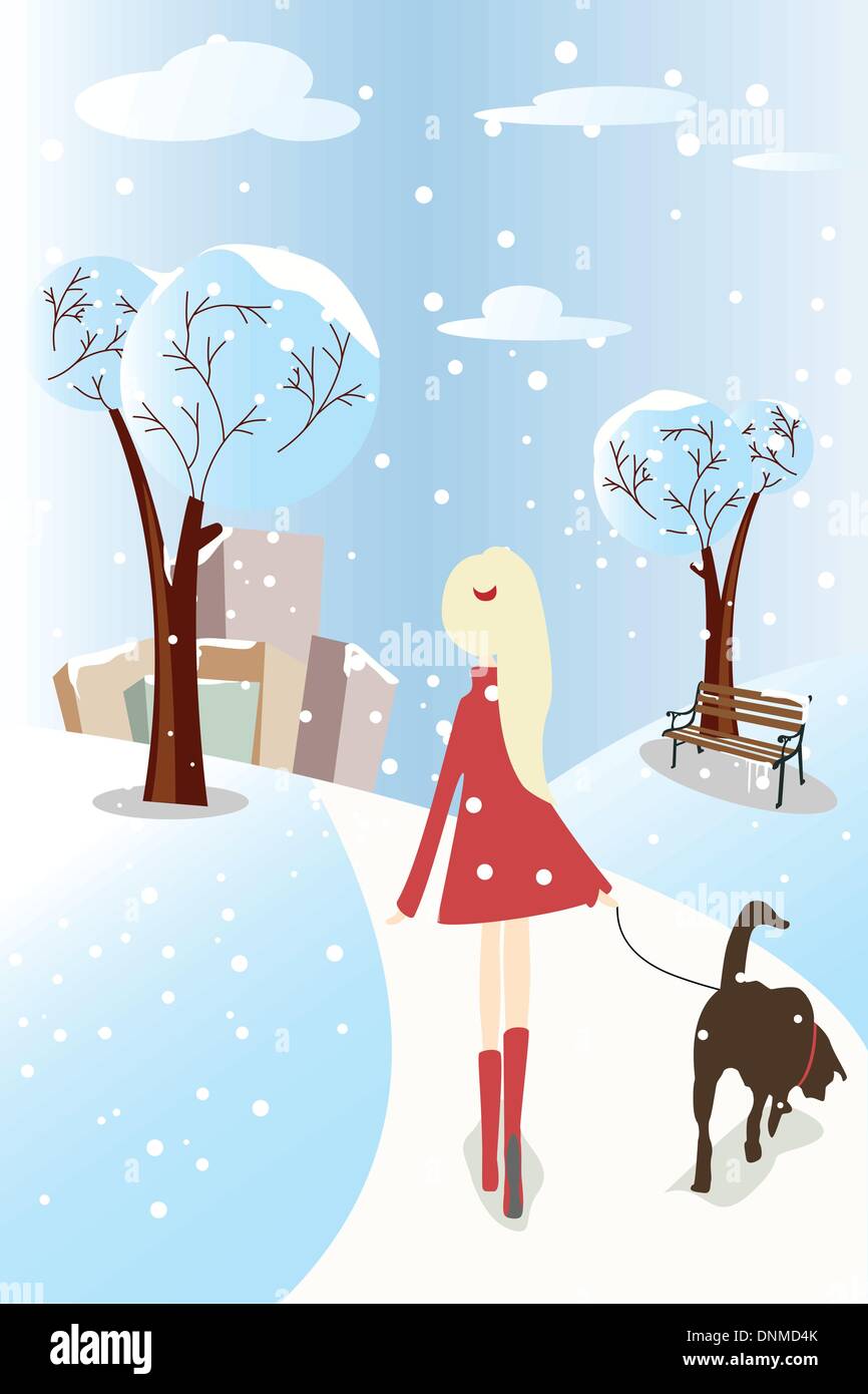 Snow in city park Stock Vector Images - Alamy