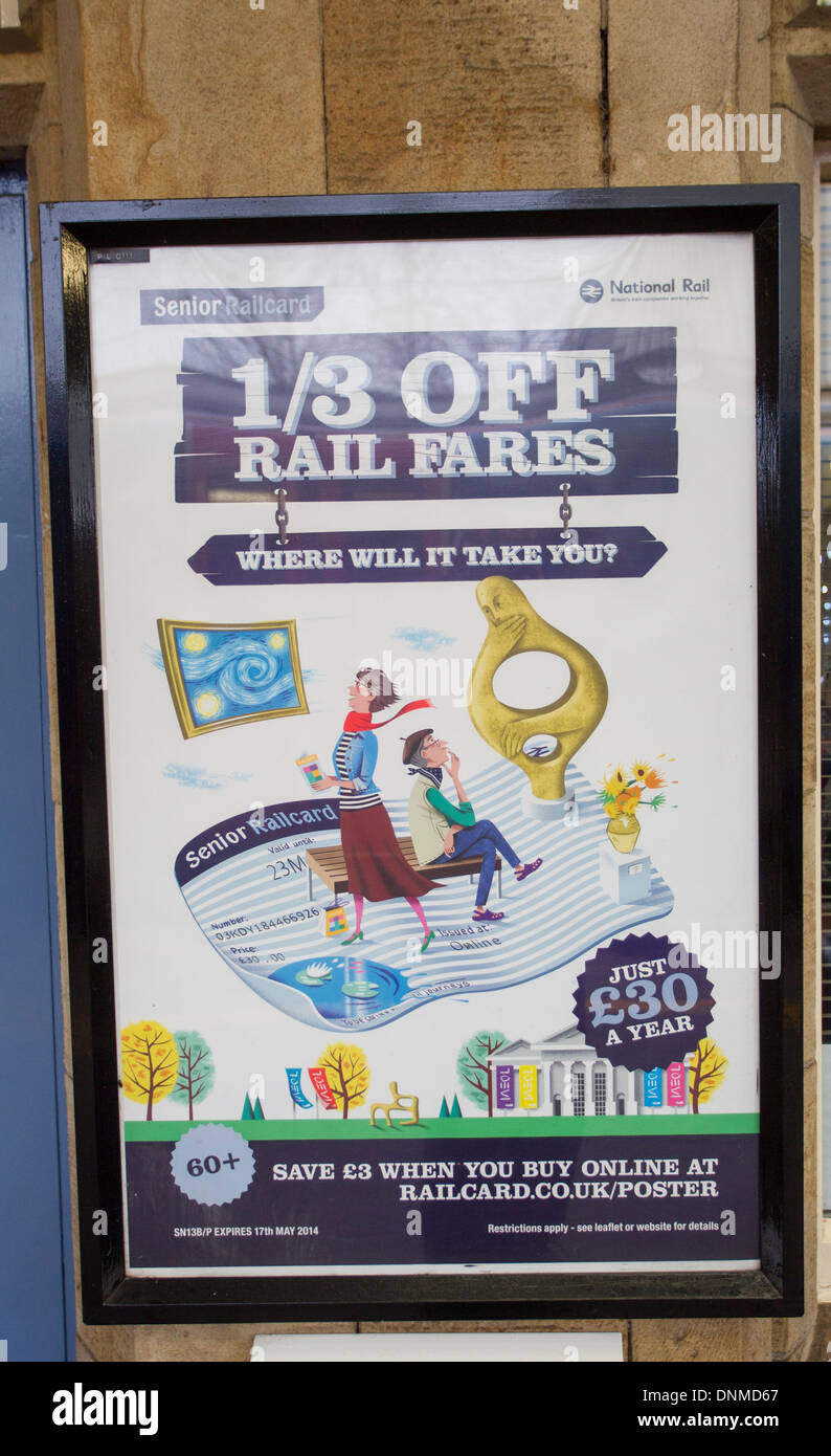 1/3 of rail fares poster senior rail card 60+ Stock Photo - Alamy