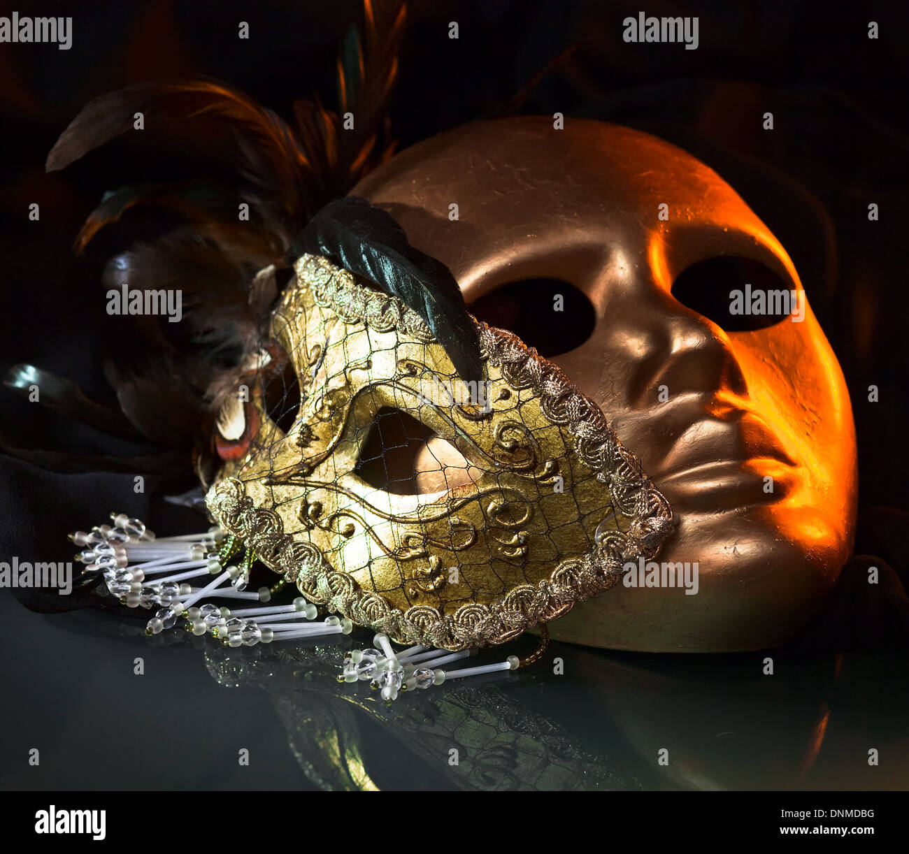 Old gold venetian masks on hi-res stock photography and images - Alamy