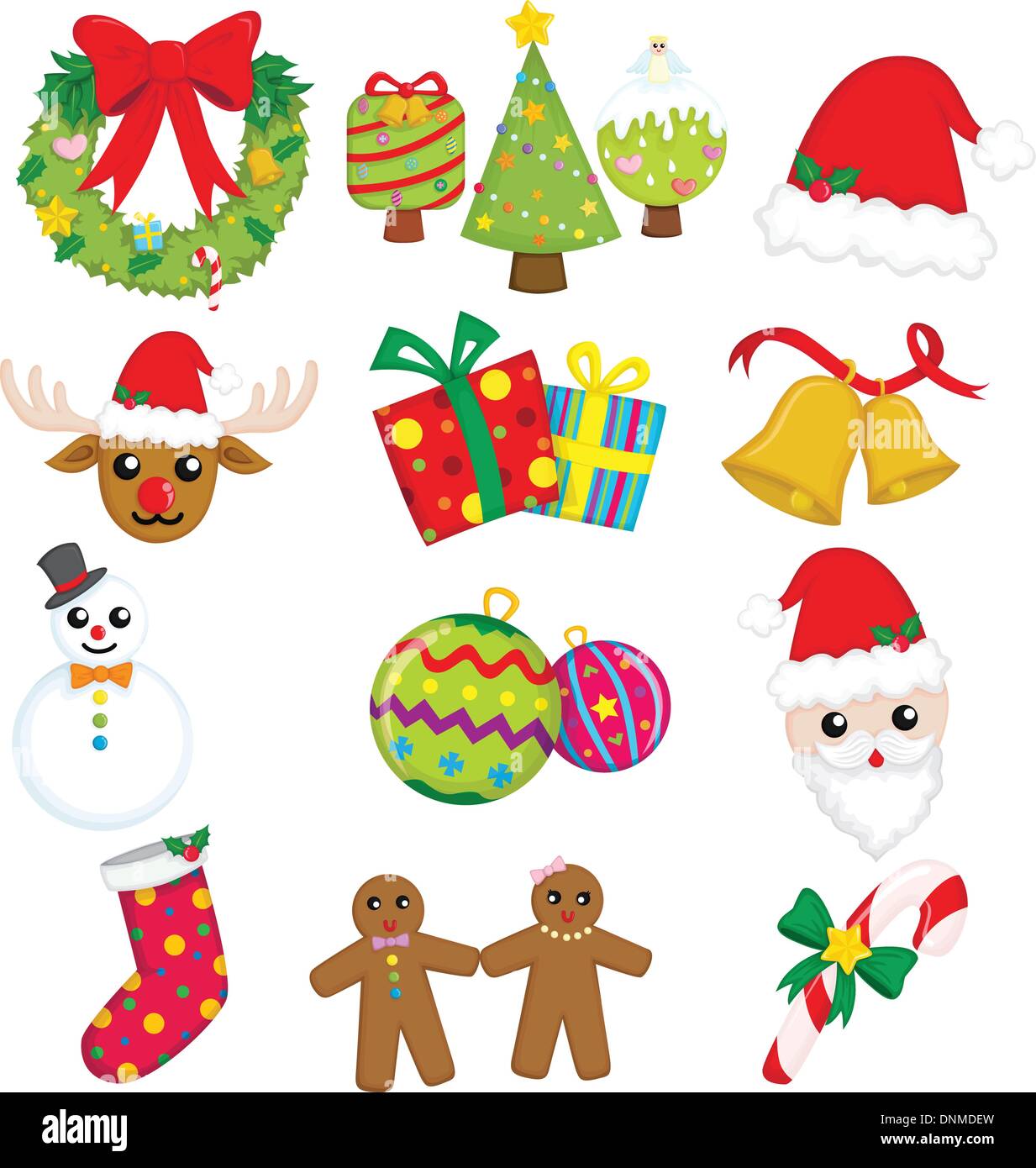 A vector illustration of a collection of Christmas icons Stock Vector ...
