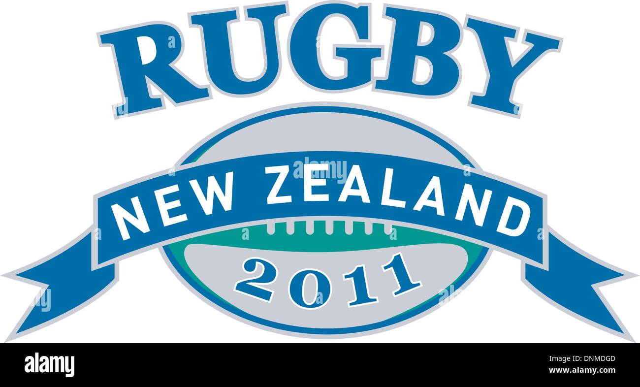 illustration of a sign, symbol showing a rugby ball with words "new ...