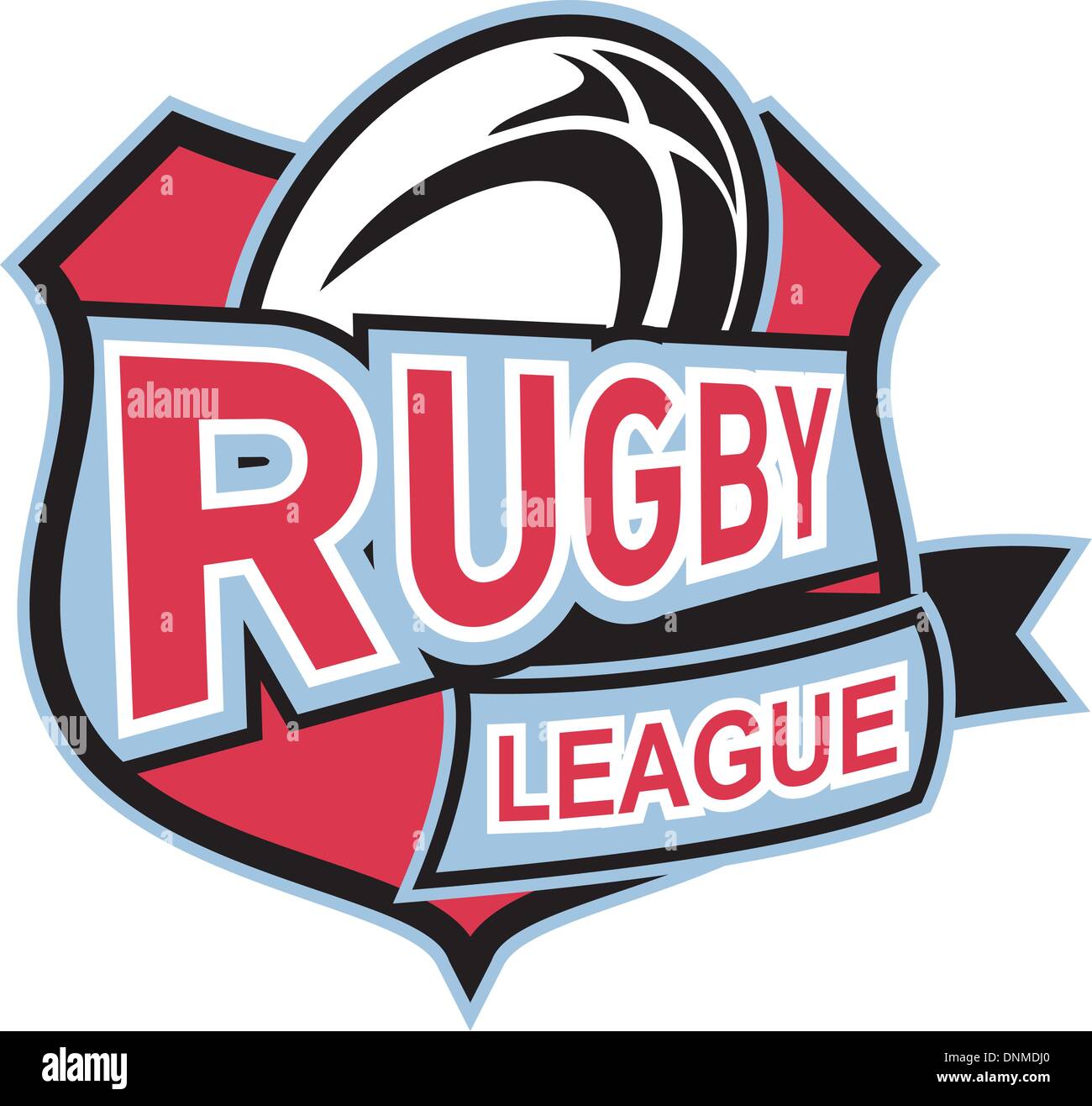 illustration of a rugby ball set insilde shiled with words "rugby ...