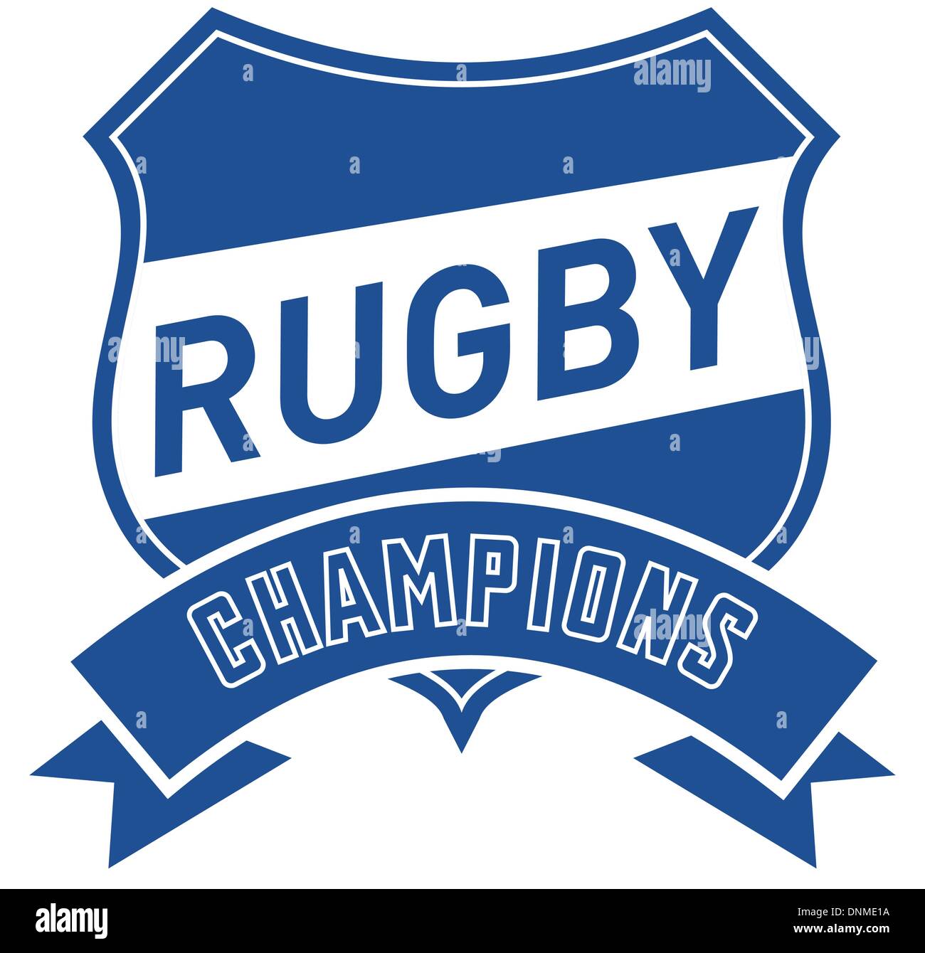 illustration of a shield with scroll and words rugby champions Stock ...