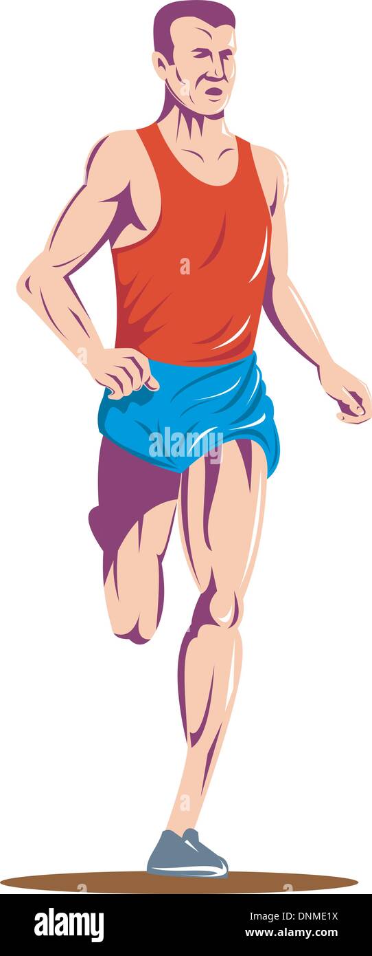 illustration of a marathon runner running race on isolated background ...