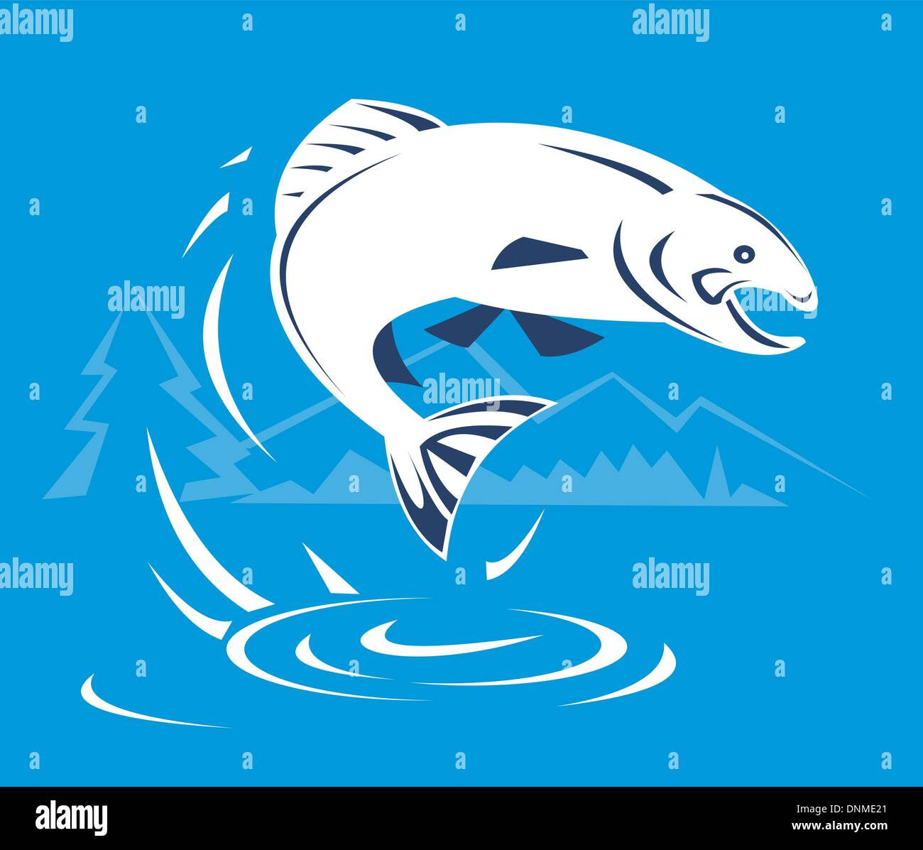 illustration of a trout fish jumping done in retro style Stock Vector ...