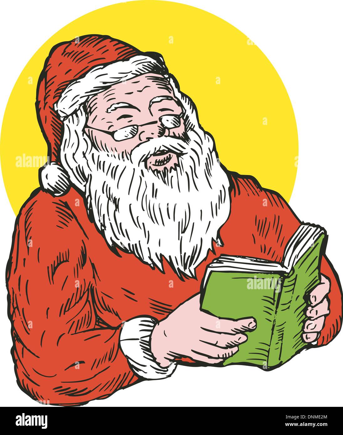 illustration of Father Christmas Santa Claus reading book on isolated ...