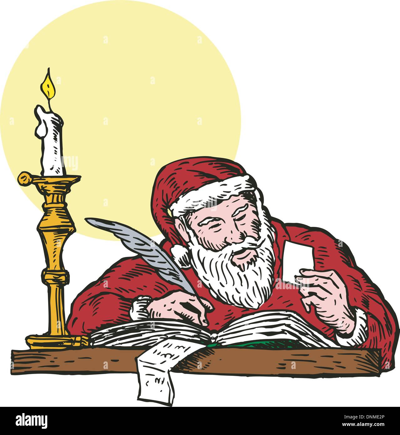 Illustration of Father Christmas Santa Claus writing notes with ...