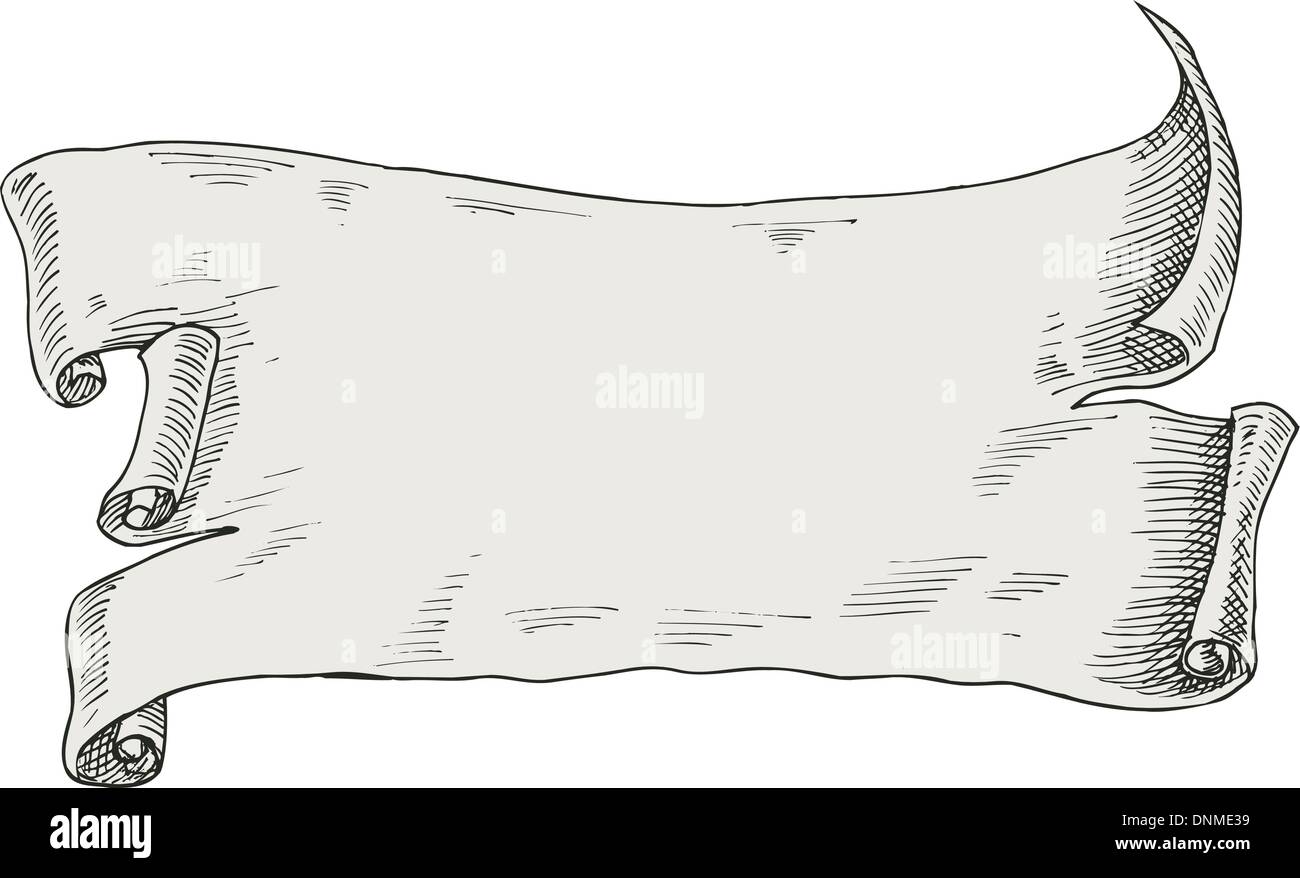 Illustration of scroll set on isolated white background done in retro ...