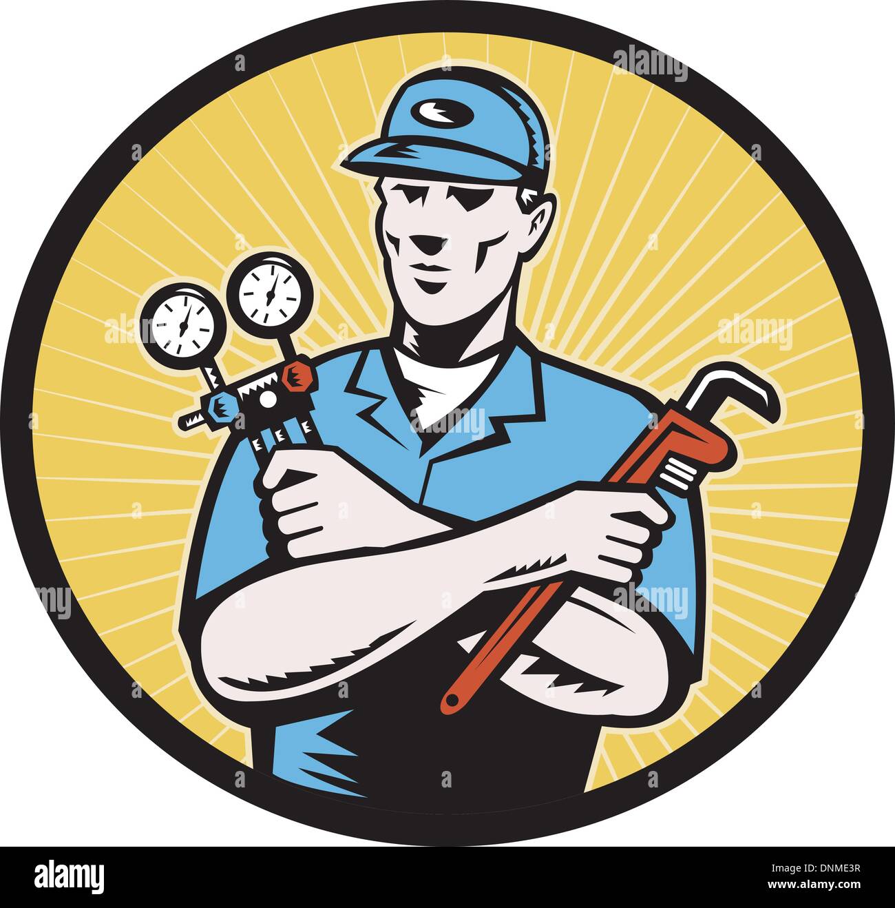 illustration of a repairman or air conditioning aircon a/c serviceman ...