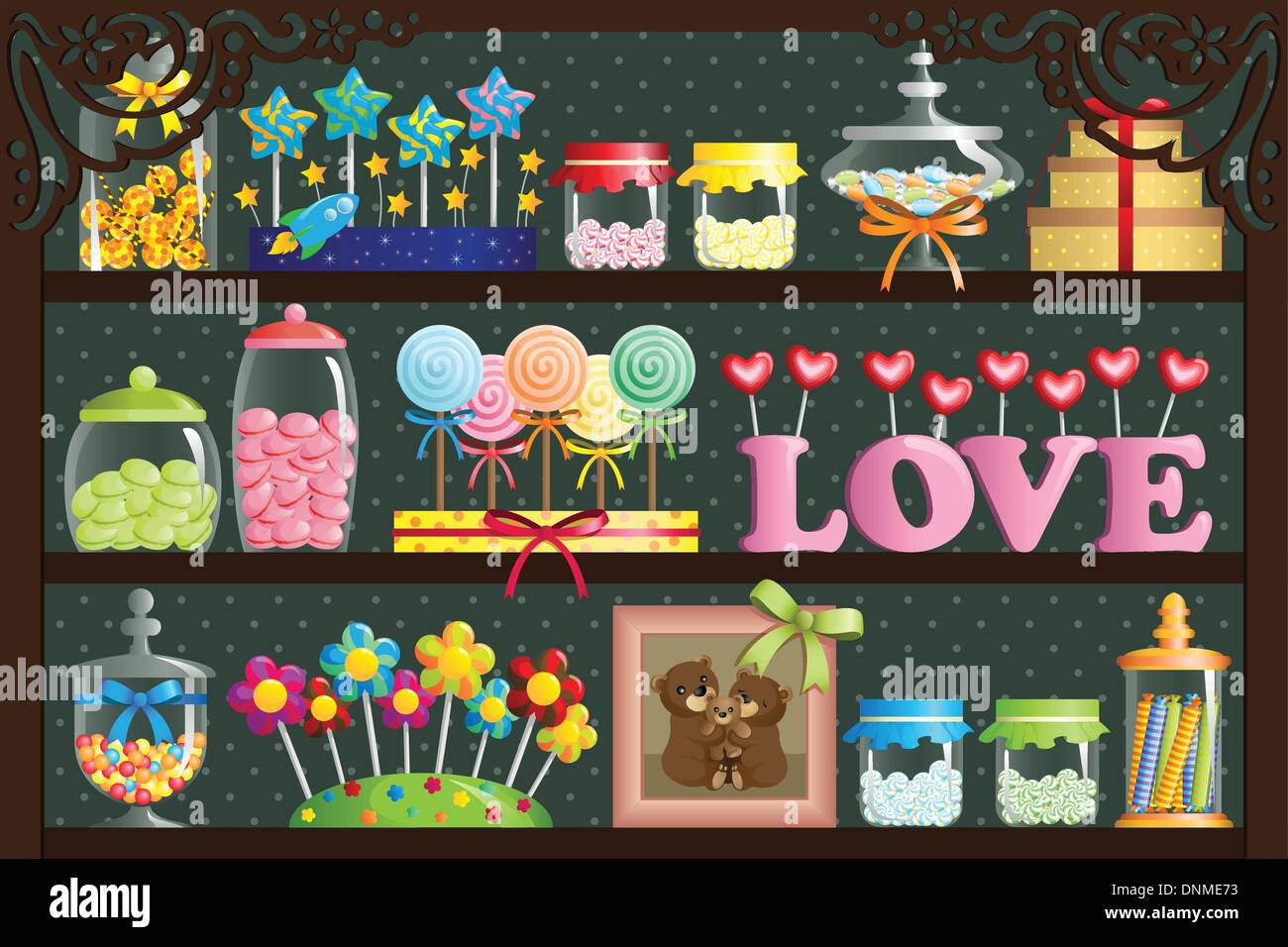 A vector illustration of a colorful candy at candy shop Stock Vector ...