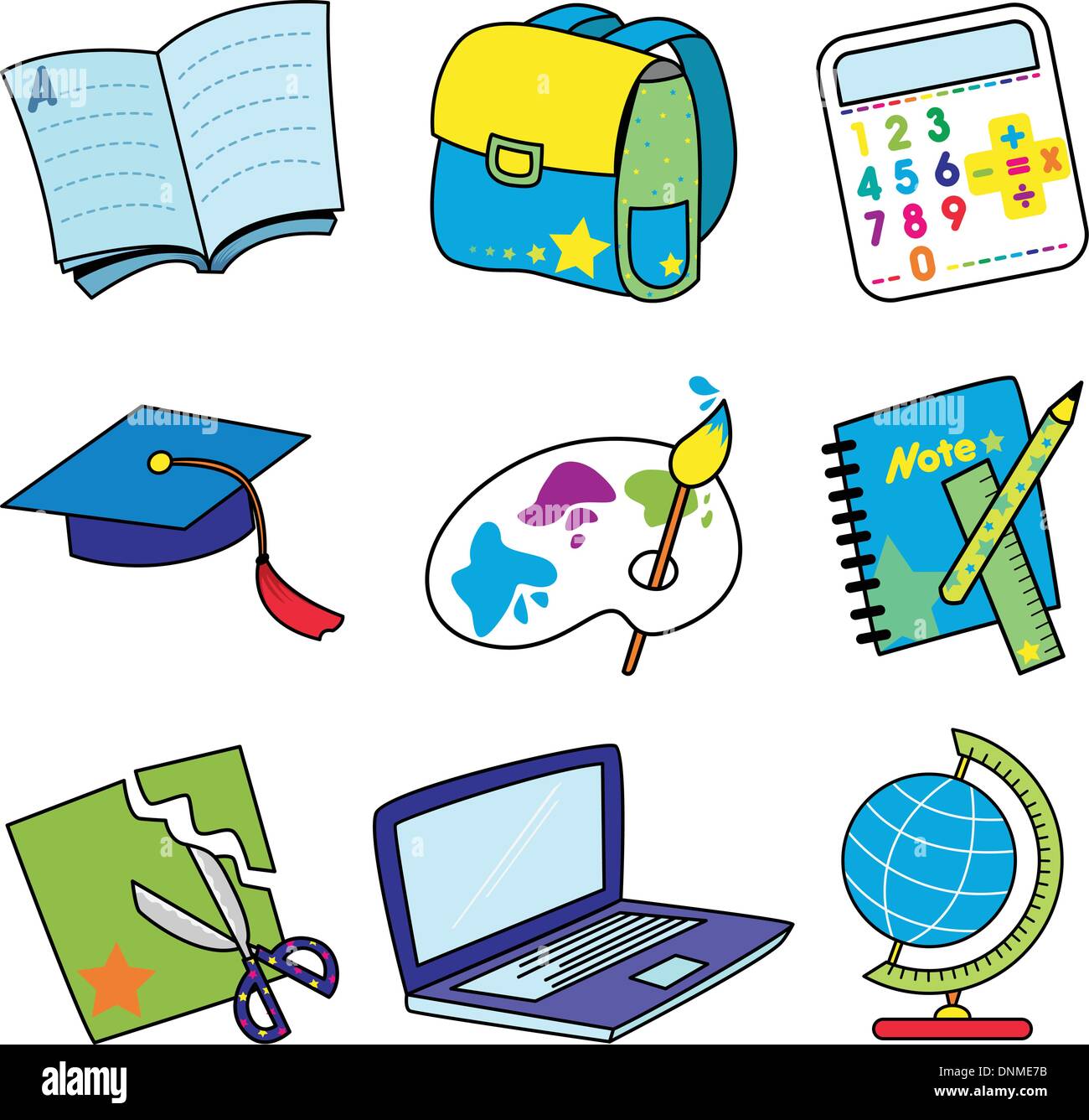 A vector illustration of a set of education icons Stock Vector Image ...