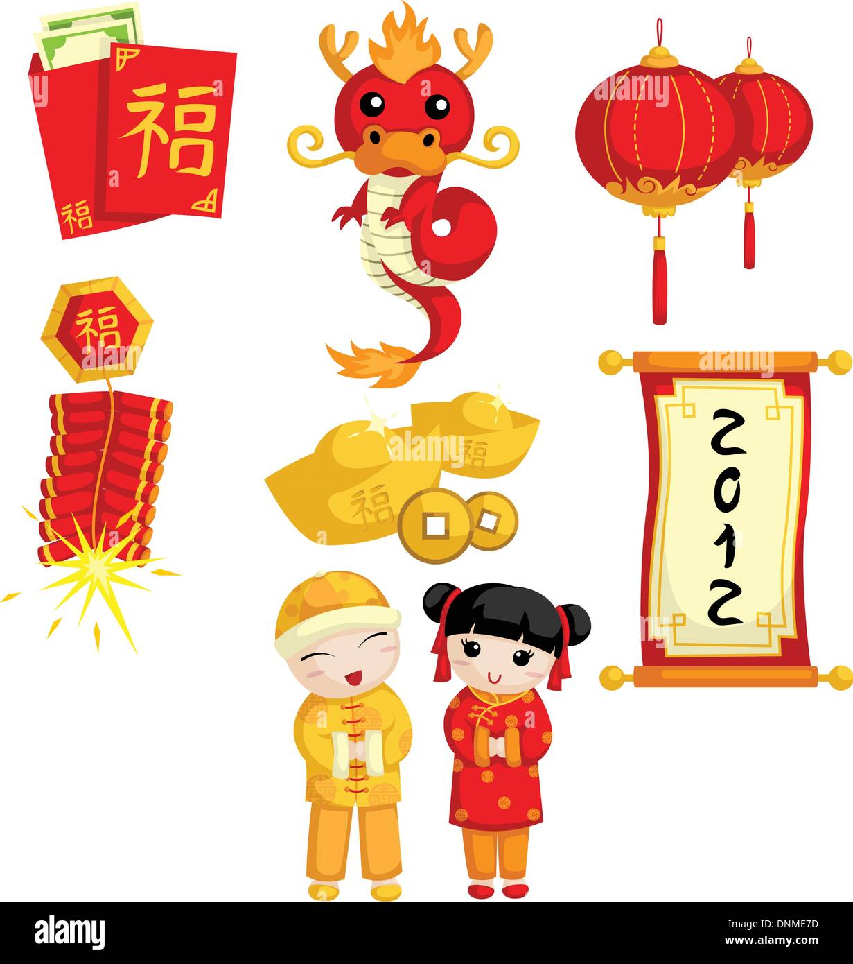 A vector illustration of Chinese New Year items Stock Vector Image ...